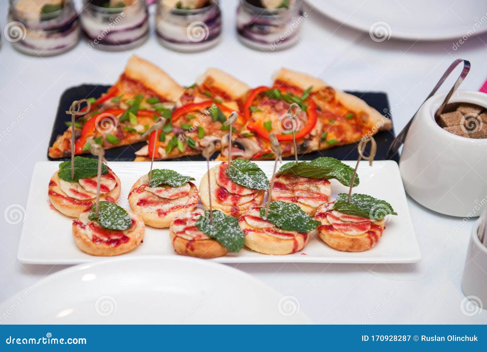 Catering food table set stock image. Image of appetizer - 170928287