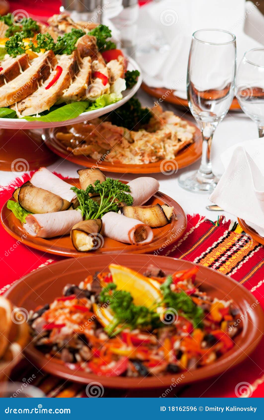 Catering Food Table Set Decoration Stock Photo - Image of cutlery ...