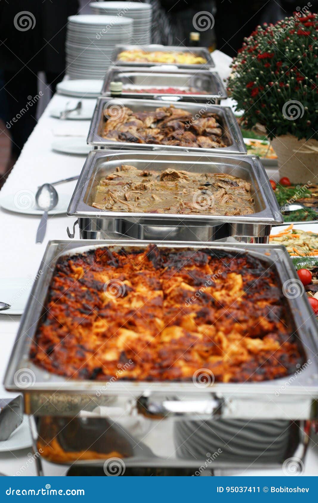 Catering Food Table Set Decoration Stock Image - Image of luxury ...