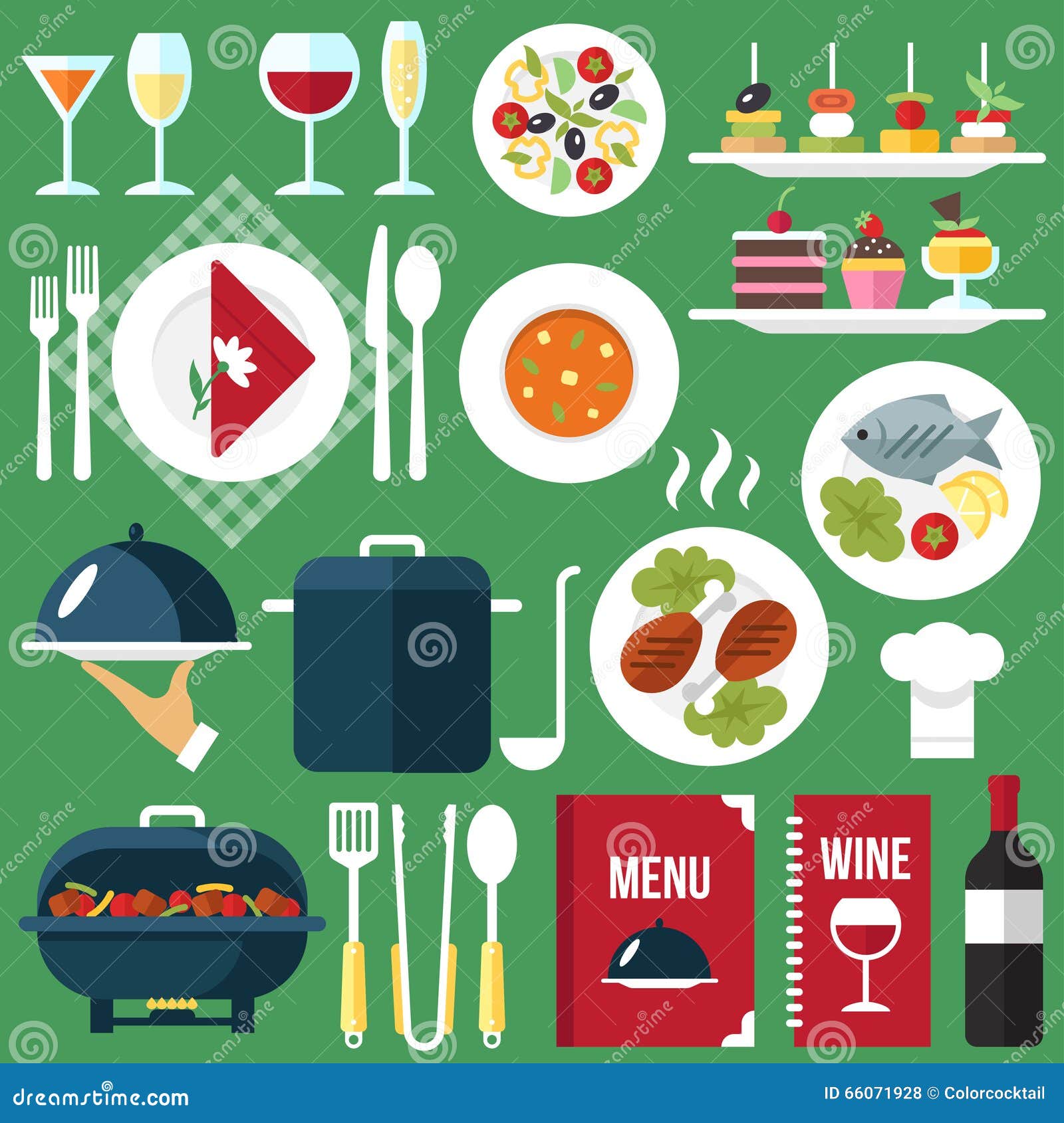 Catering food stock vector. Illustration of meat, salad - 66071928