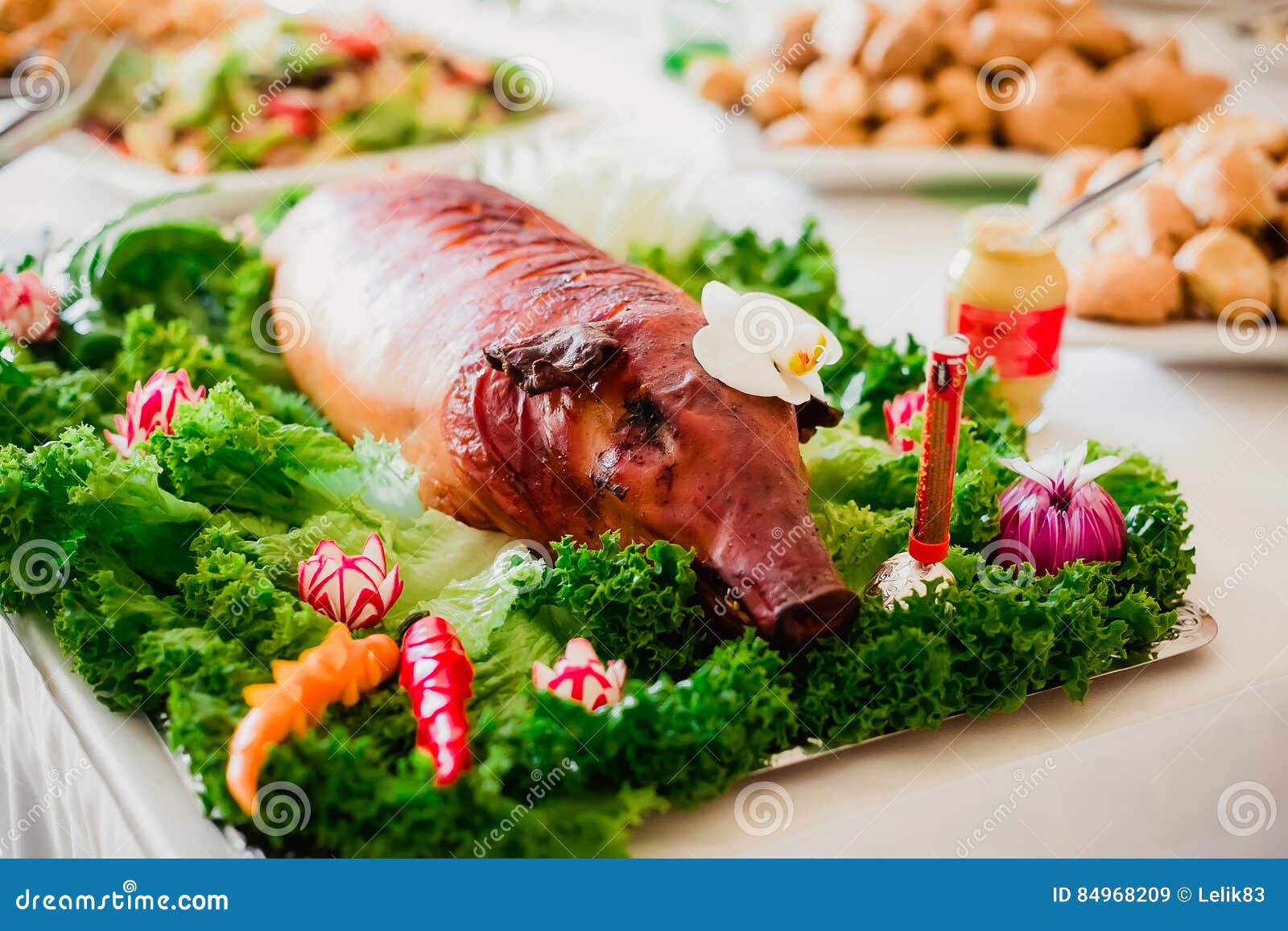Catering Food Wedding pig stock image. Image of buffet - 84968209