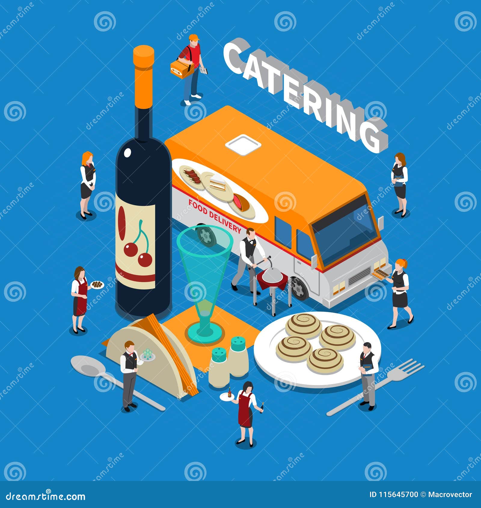 Catering Isometric Flowchart Vector Illustration | CartoonDealer.com ...