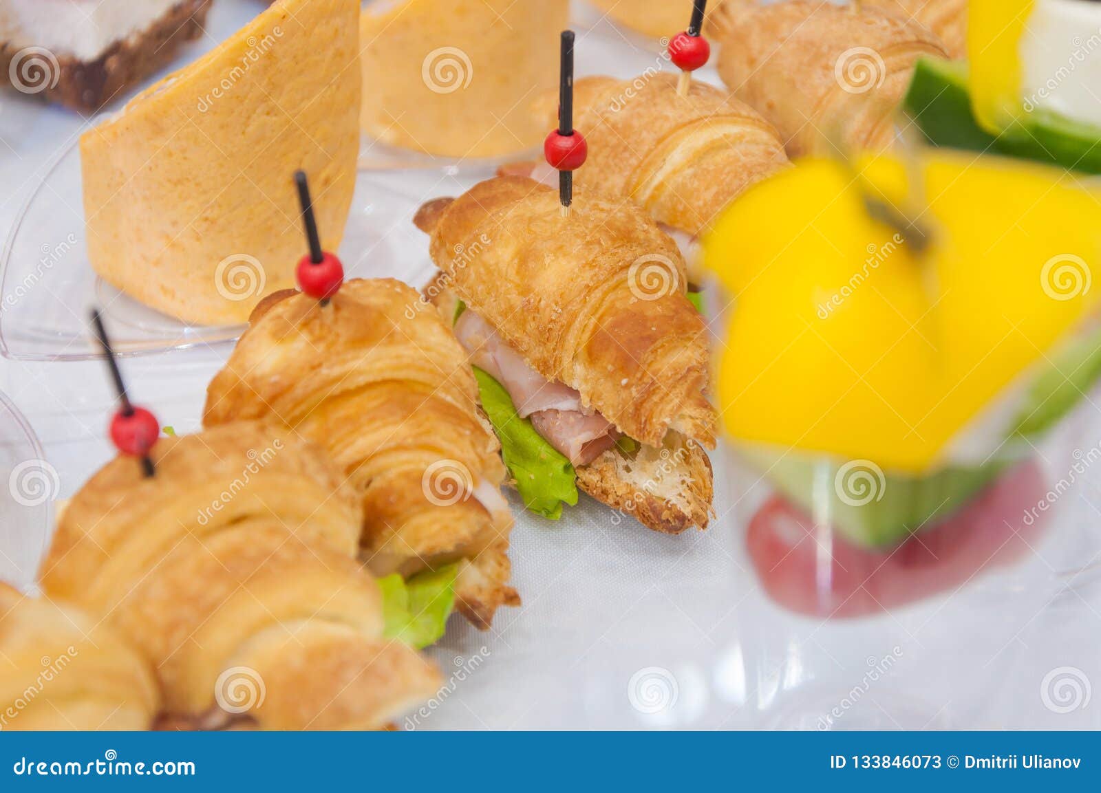 Catering. Mini Canapes Meat Fish Vegetable Snacks Stock Image - Image ...