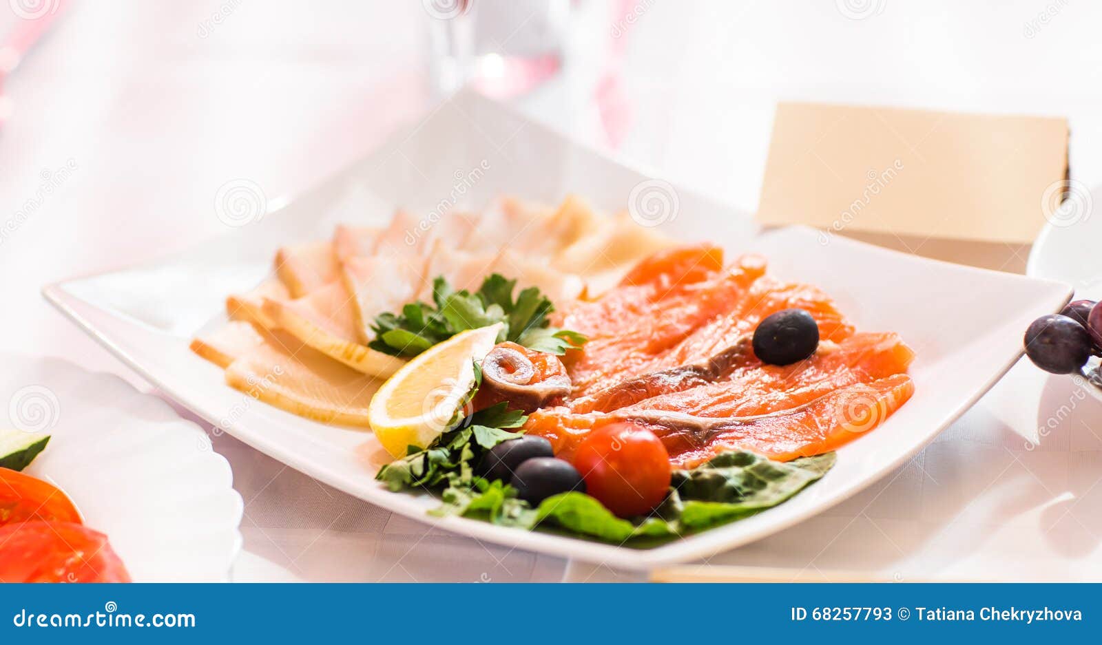 Catering Platter of Sliced Cured Meat and Fish with Vegetable ...