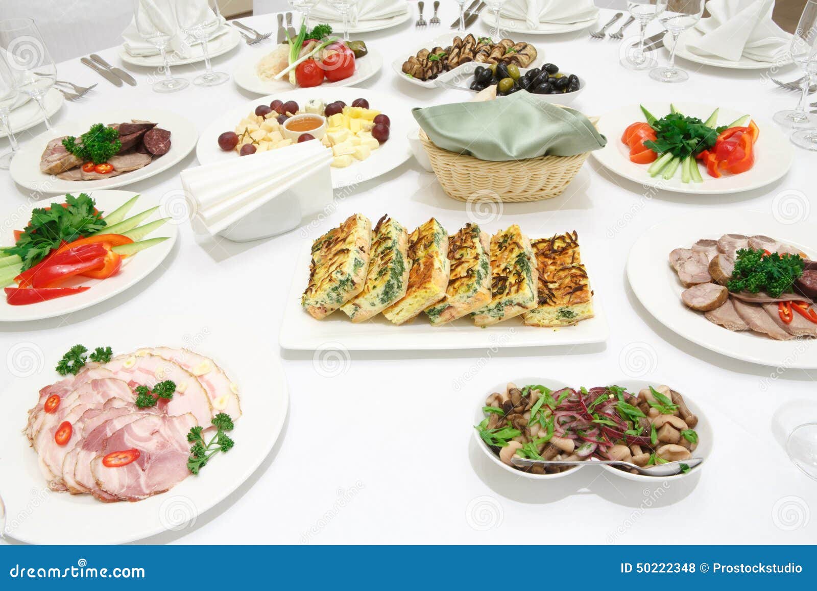 Catering - Served Table with Various Cold Appetizers Stock Photo ...