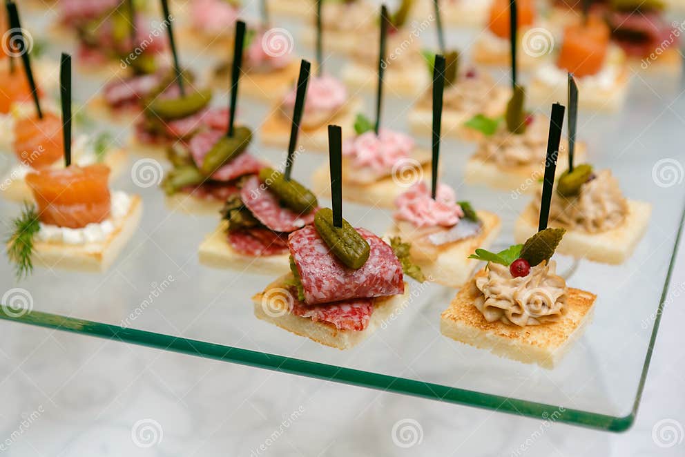 Catering - Served Table with Various Snacks Stock Image - Image of ...