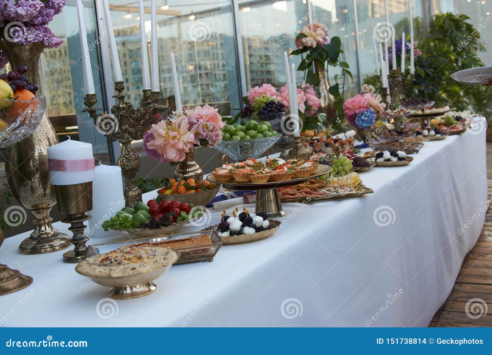 Catering Service. Restaurant Table with Buffet Food Stock Photo - Image ...