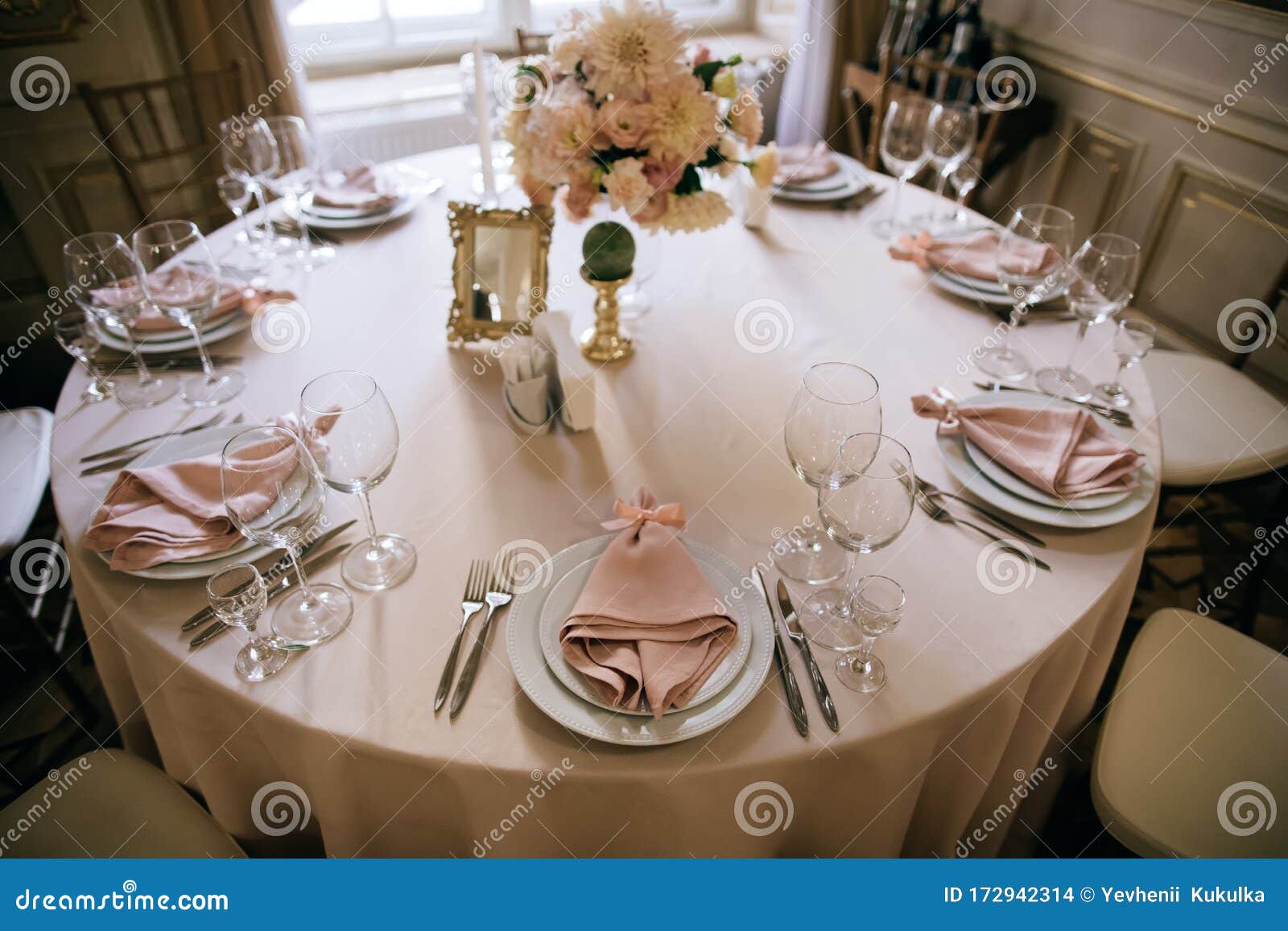 Catering Service. Table Set for Dinner Stock Photo - Image of setting ...