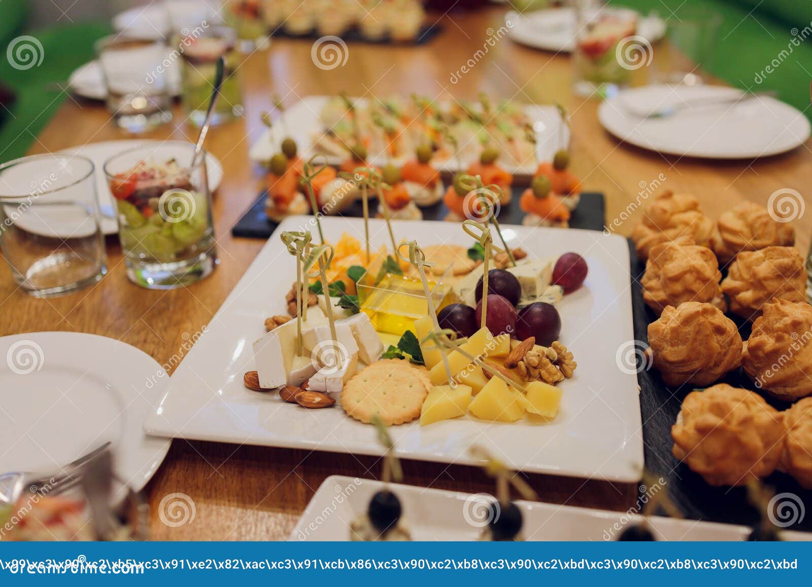 Catering Services Background with Snacks on Guests Table in Restaurant ...