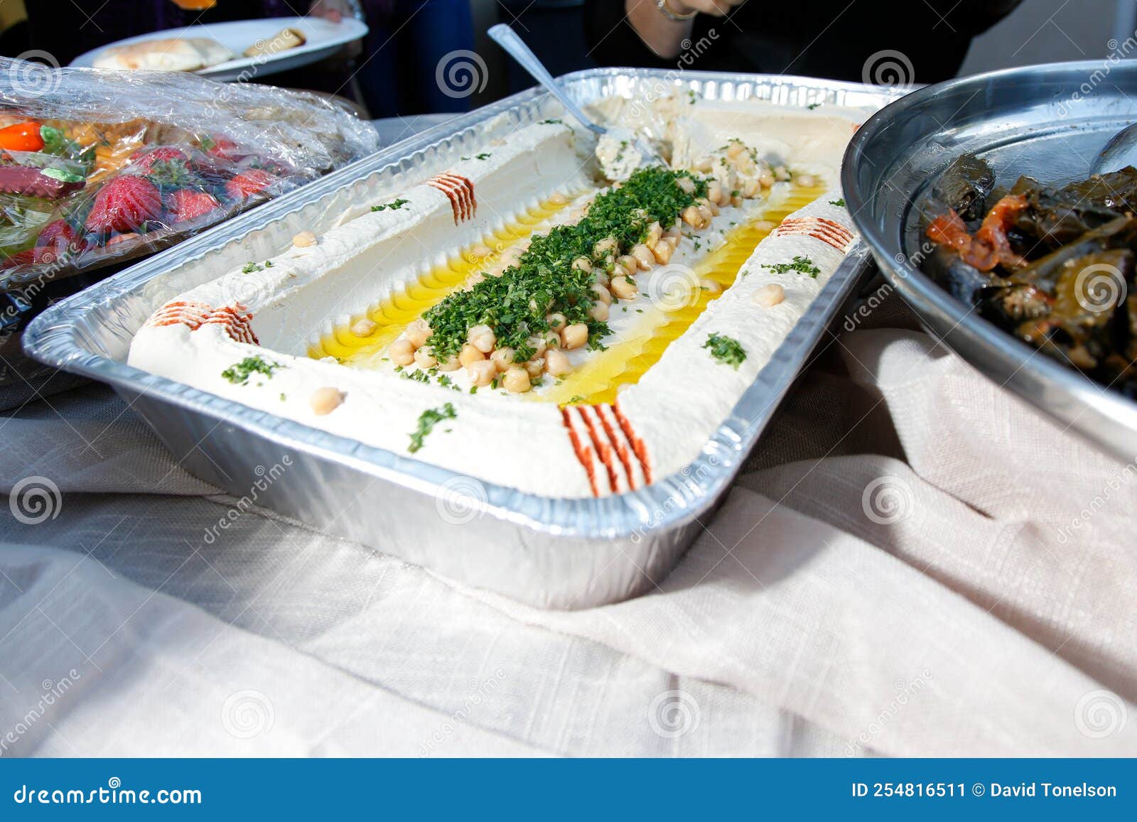 Catering Size Hummus Container Stock Image - Image of product ...