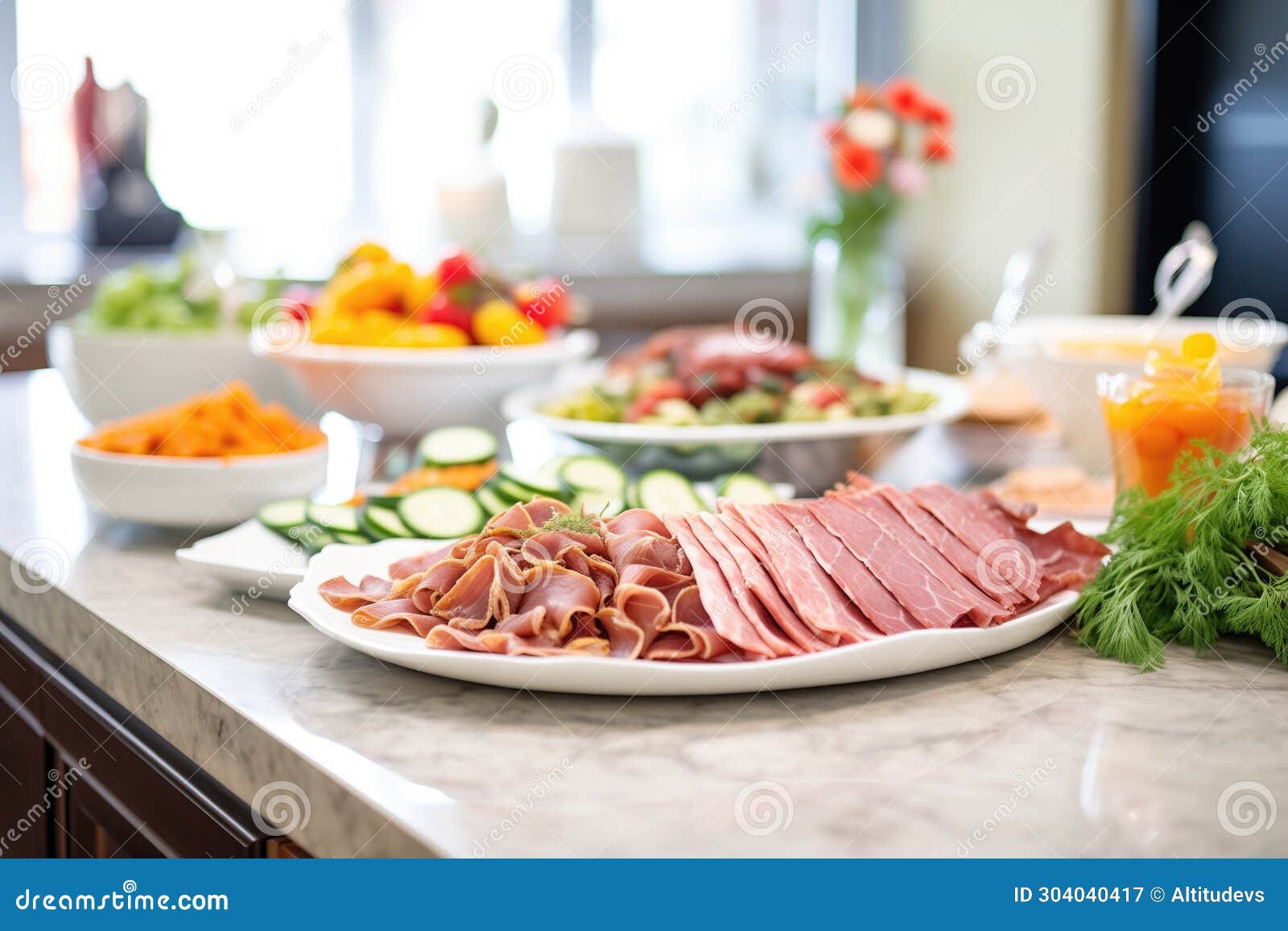 Catering Table with Assorted Cold Cut Meats Stock Image - Image of ...