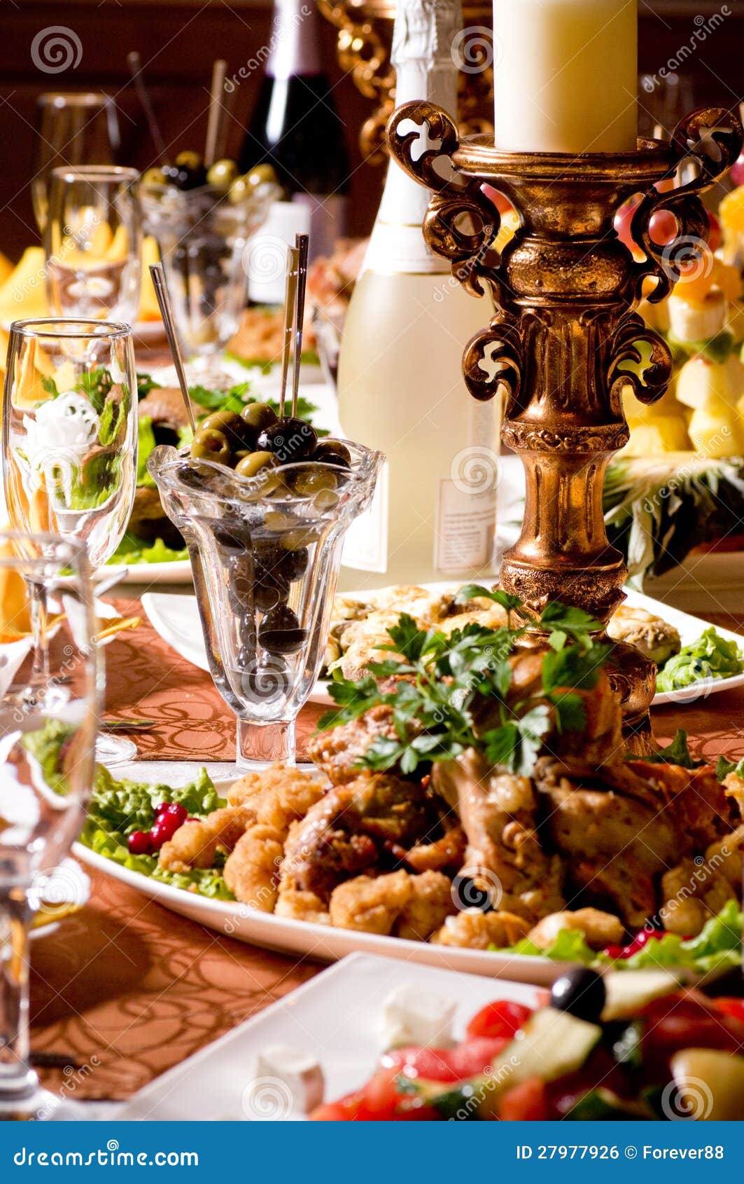 Catering table set service stock photo. Image of meal - 27977926