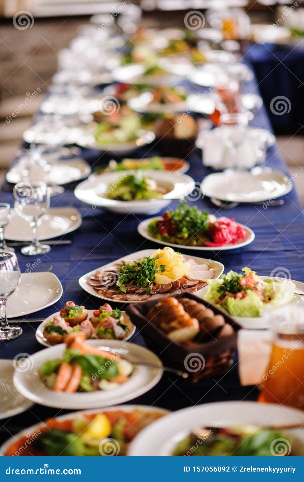 Catering Table Set Service with Silverware Stock Photo - Image of ...