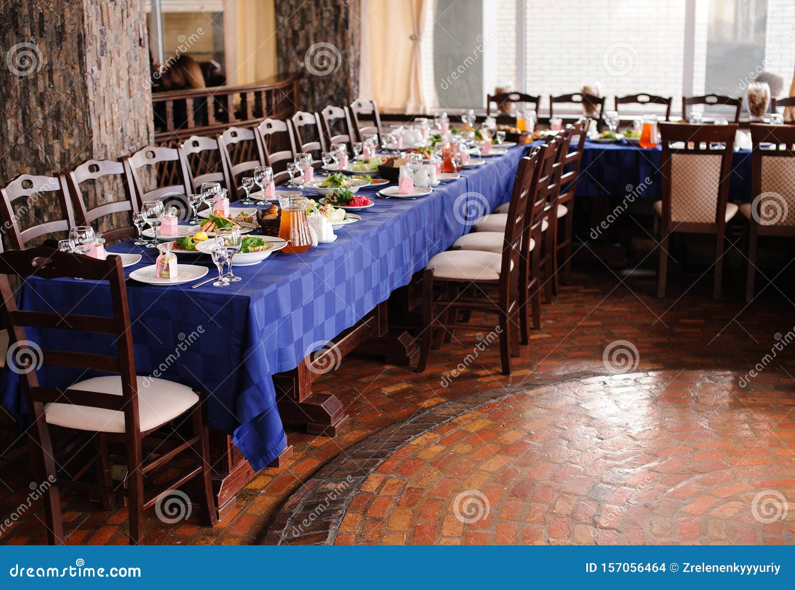 Catering Table Set Service with Silverware Stock Photo - Image of ...