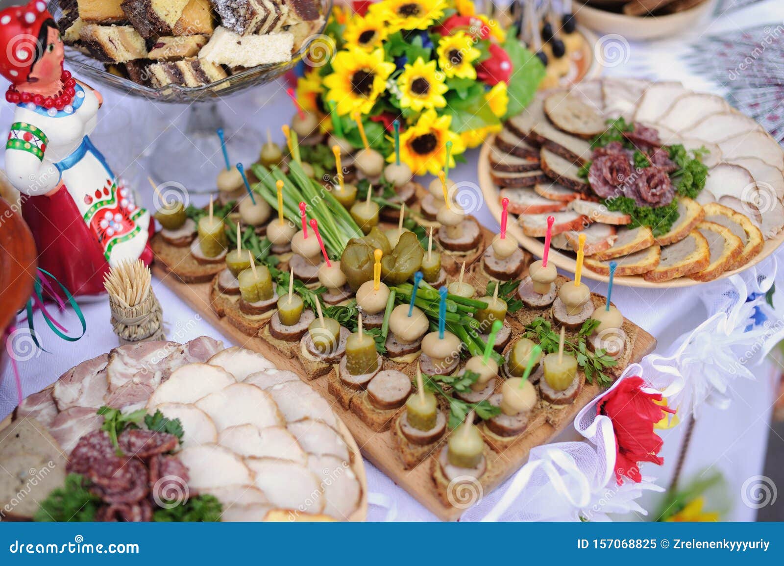 Catering Table Set Service with Silverware Stock Image - Image of ...