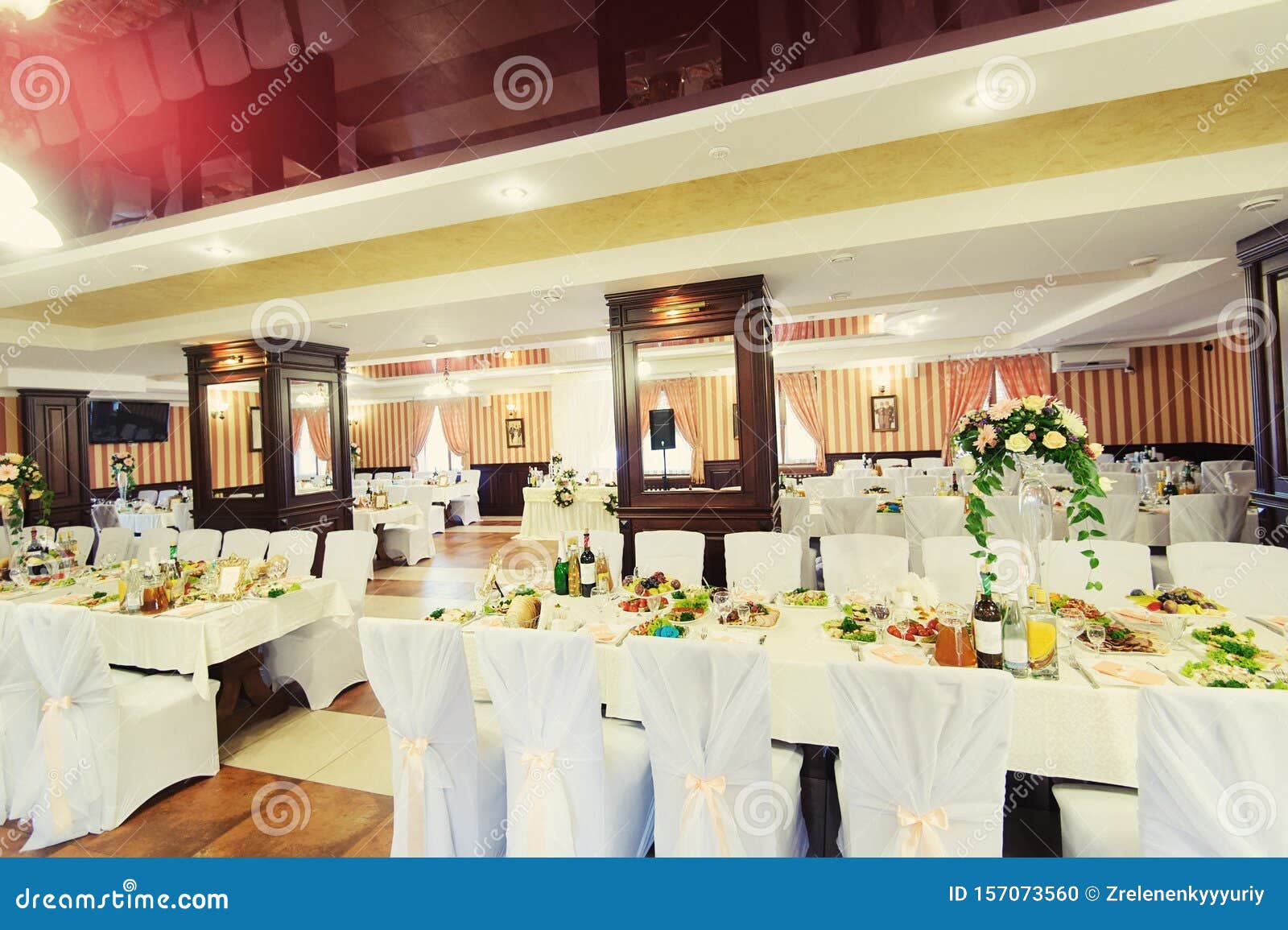 Catering Table Set Service with Silverware Stock Photo - Image of ...