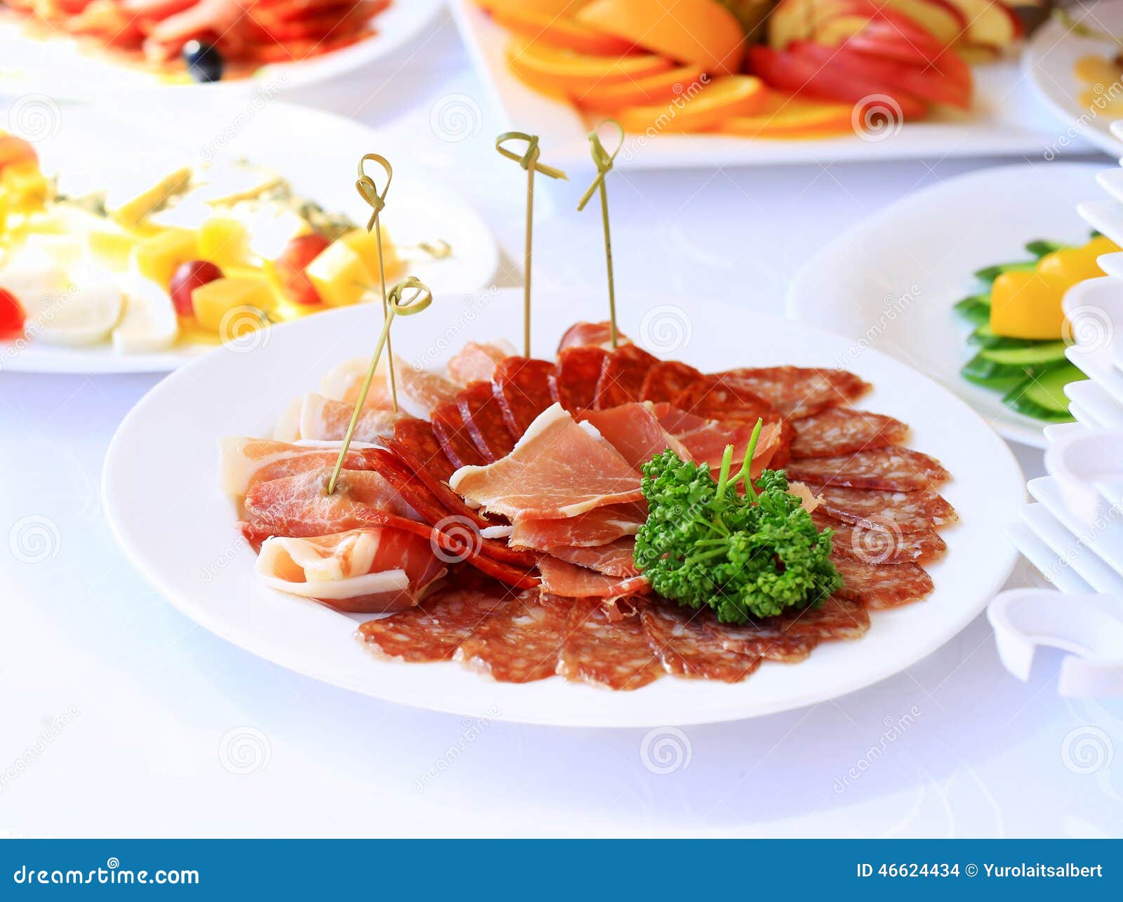 Catering table set service stock photo. Image of dish - 46624434