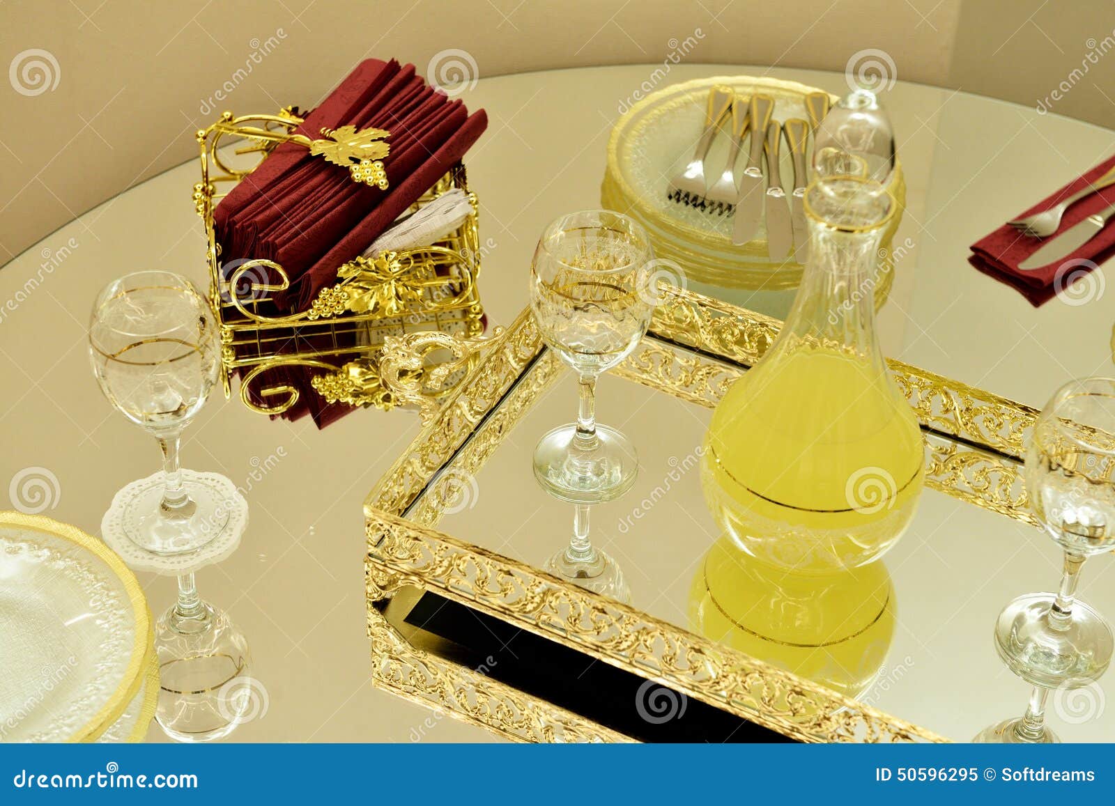 Catering table set stock image. Image of glass, banquet - 50596295