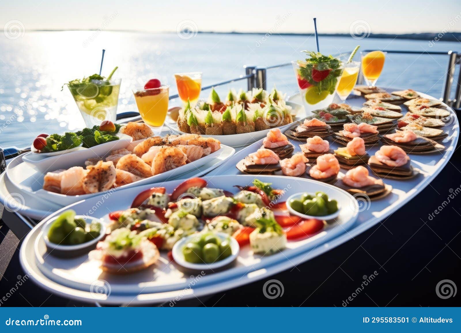 Catering Tray of Appetizers on Cruise Ship Deck Stock Illustration ...