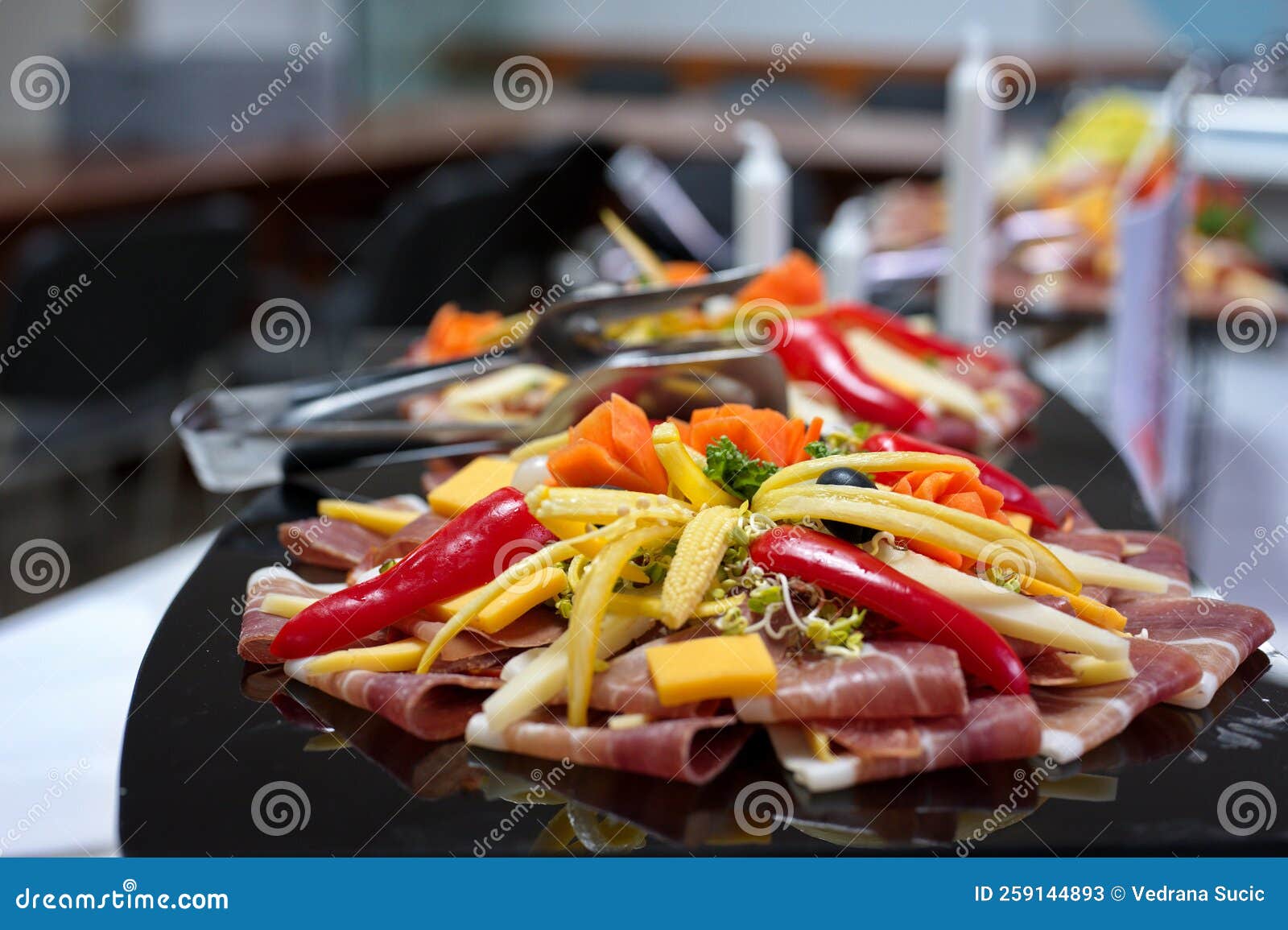 Catering with Vegetables, Processed Meat and Cheese Stock Image - Image ...