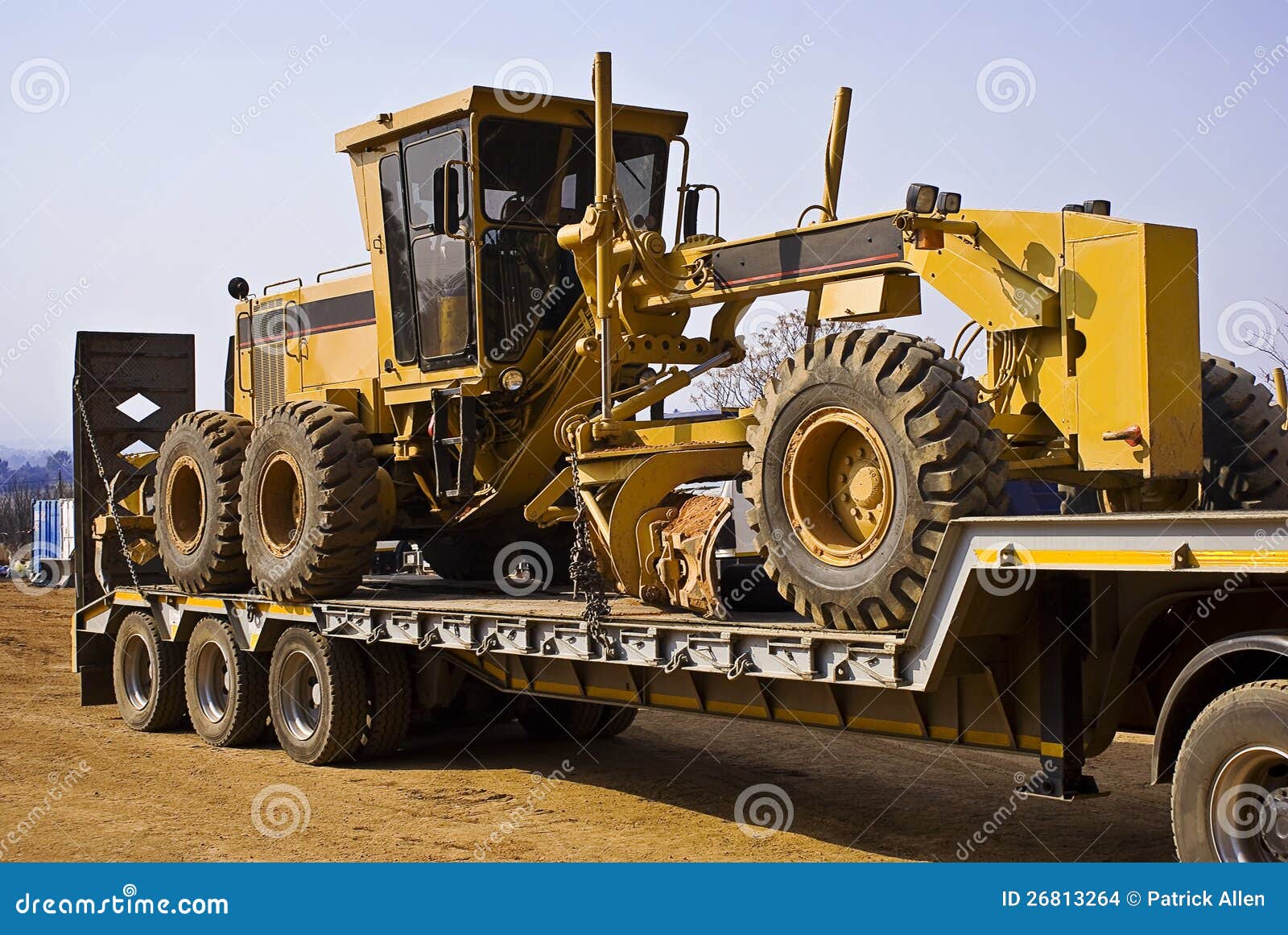 Caterpillar 140H - Chained Down Stock Photo - Image of dirt, diesel ...
