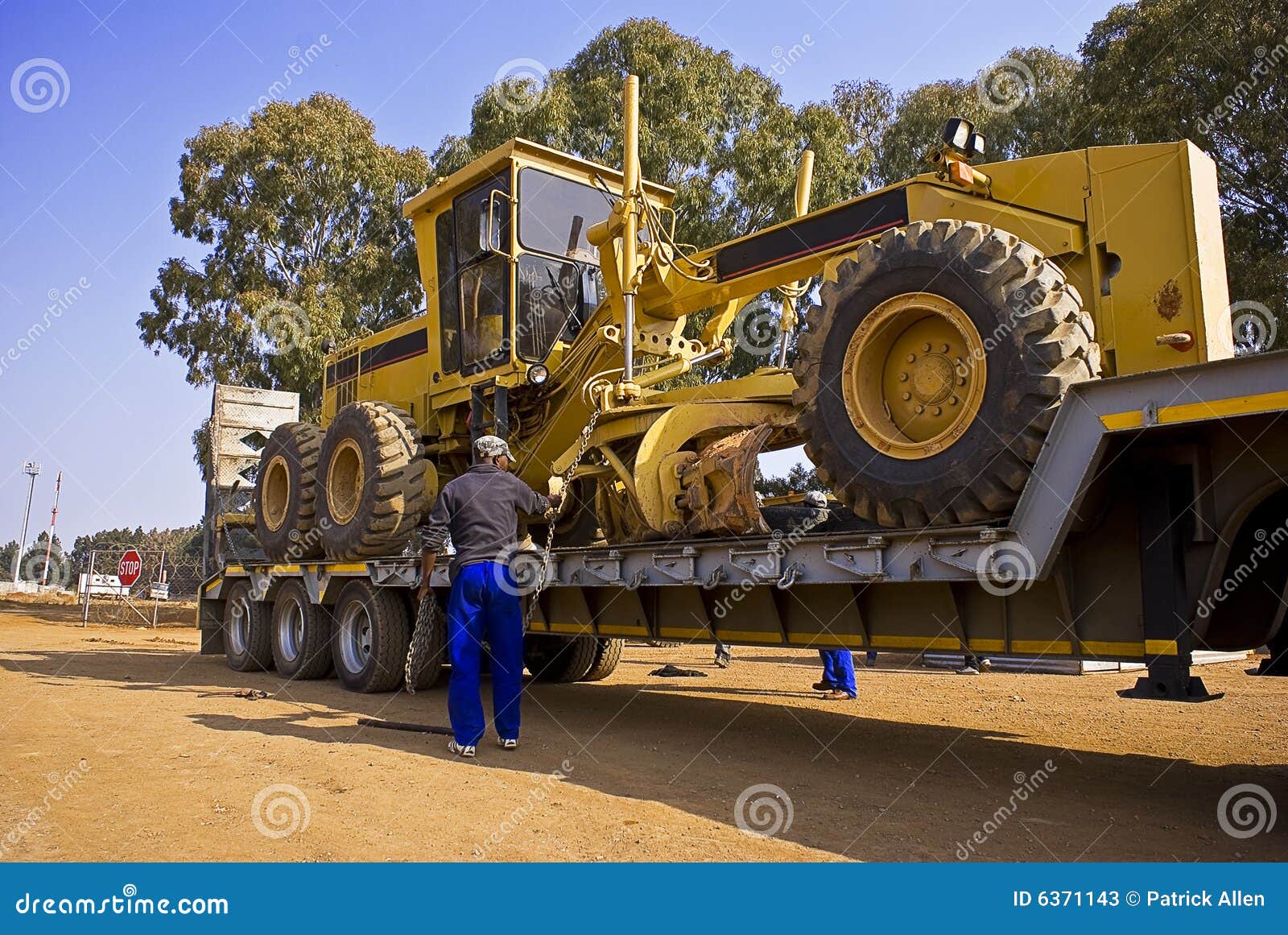 Caterpillar 140H - Chained Down Stock Image - Image of construction ...