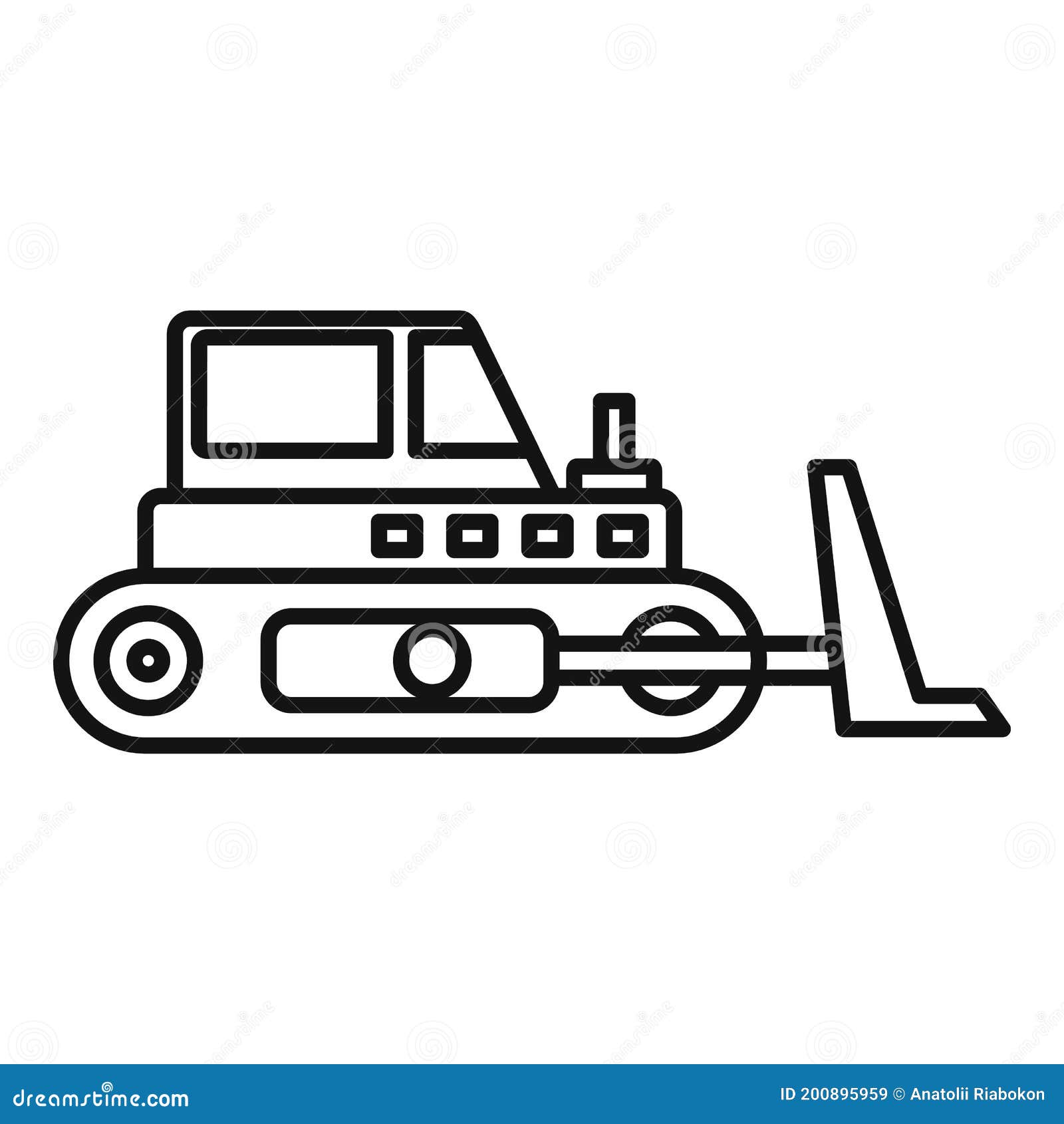 Caterpillar Bulldozer Side View And Front View Cartoon Vector ...