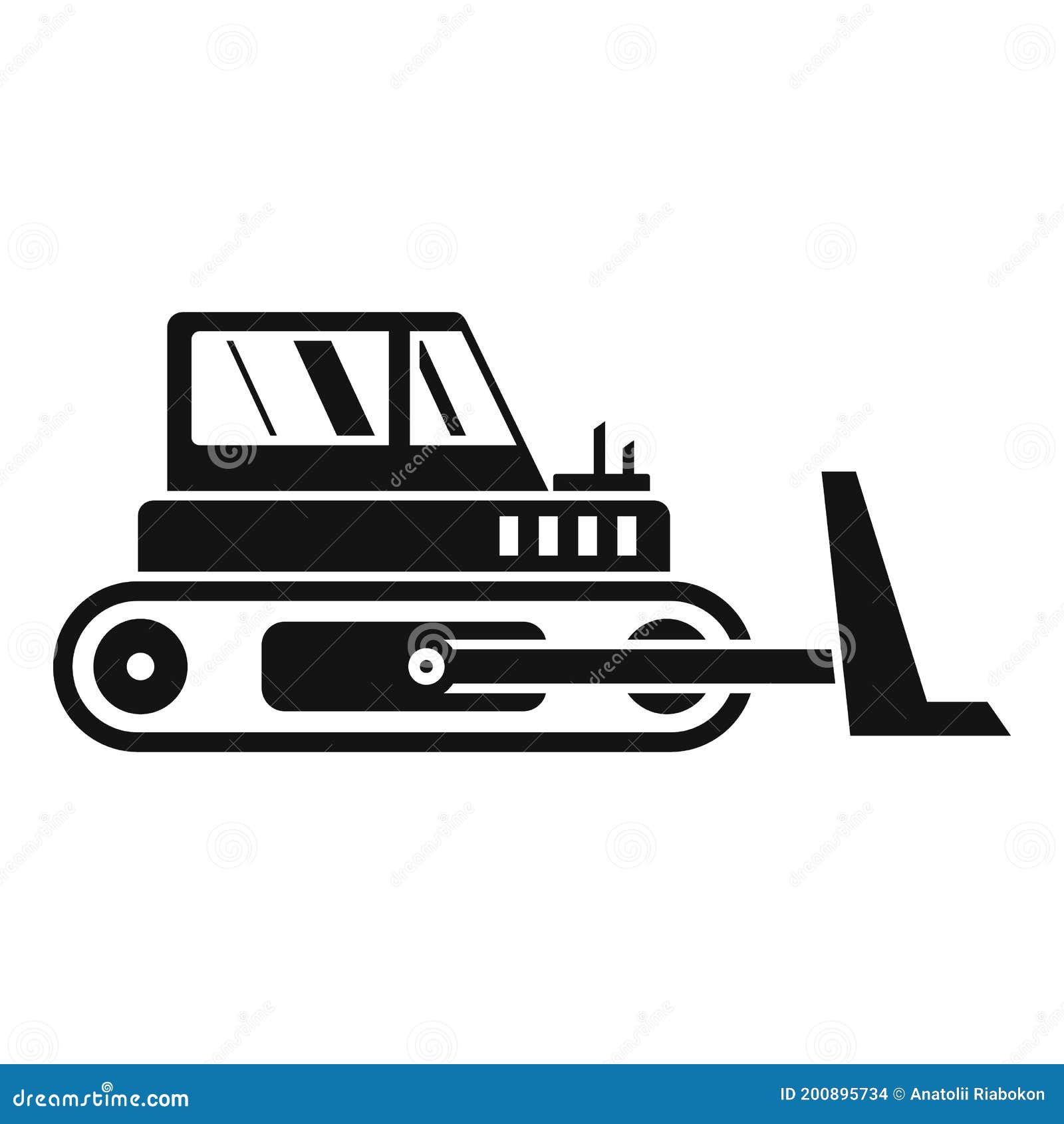 Caterpillar Bulldozer Icon, Outline Style Cartoon Vector ...