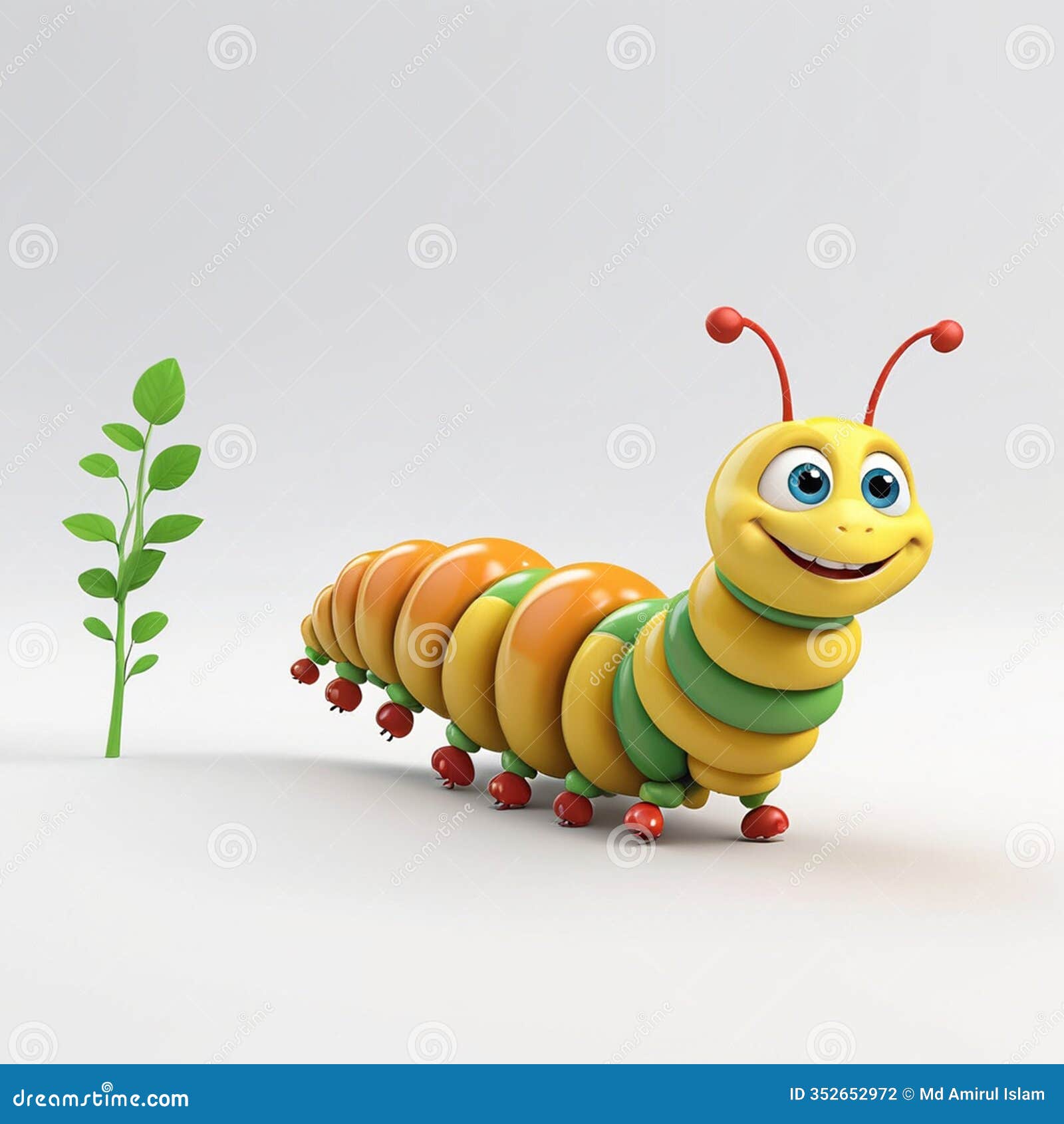 A Cute Caterpillar Funny Cartoon Stock Illustration - Illustration of ...