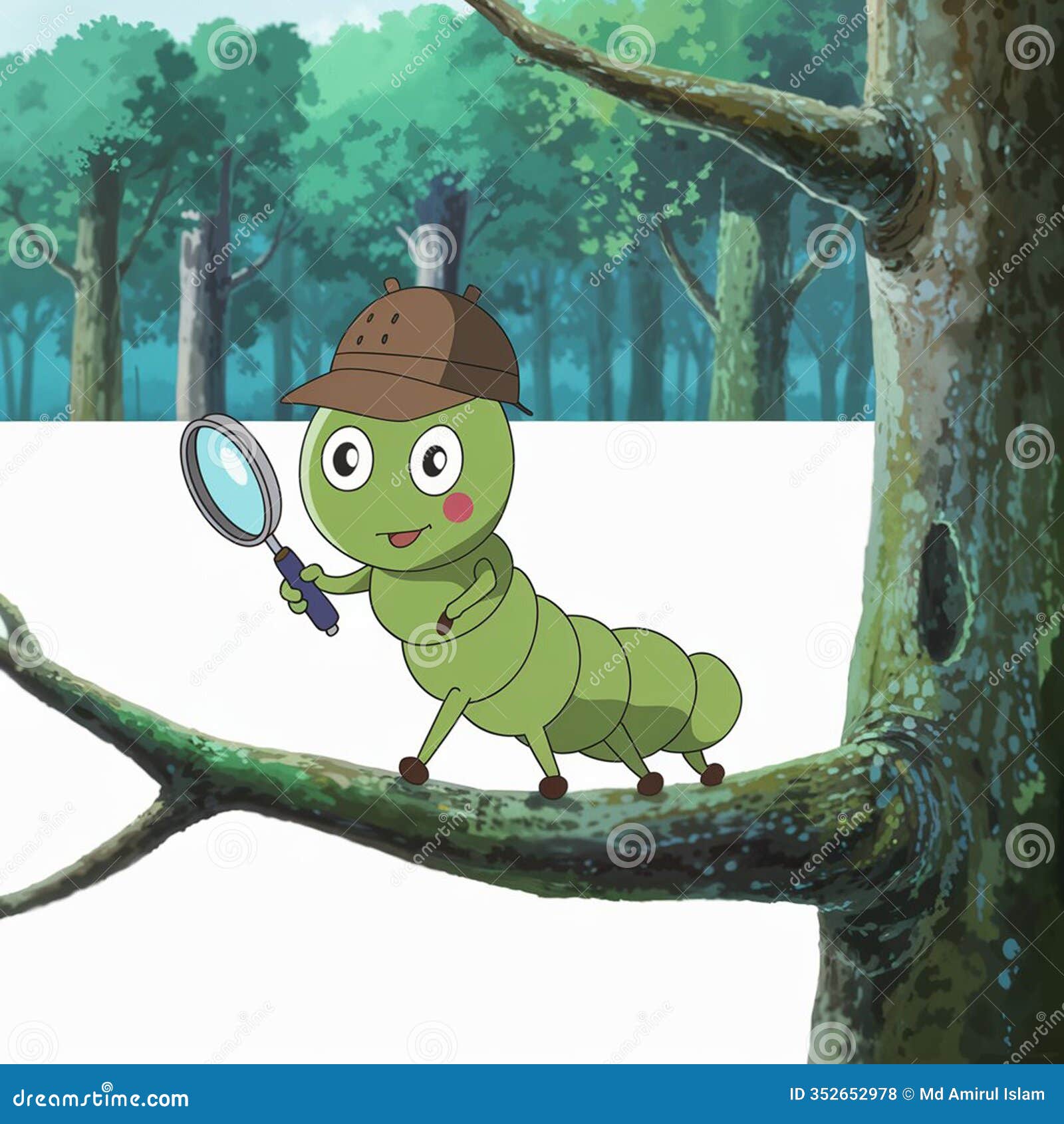 A Cute Caterpillar Funny Cartoon Stock Illustration - Illustration of ...