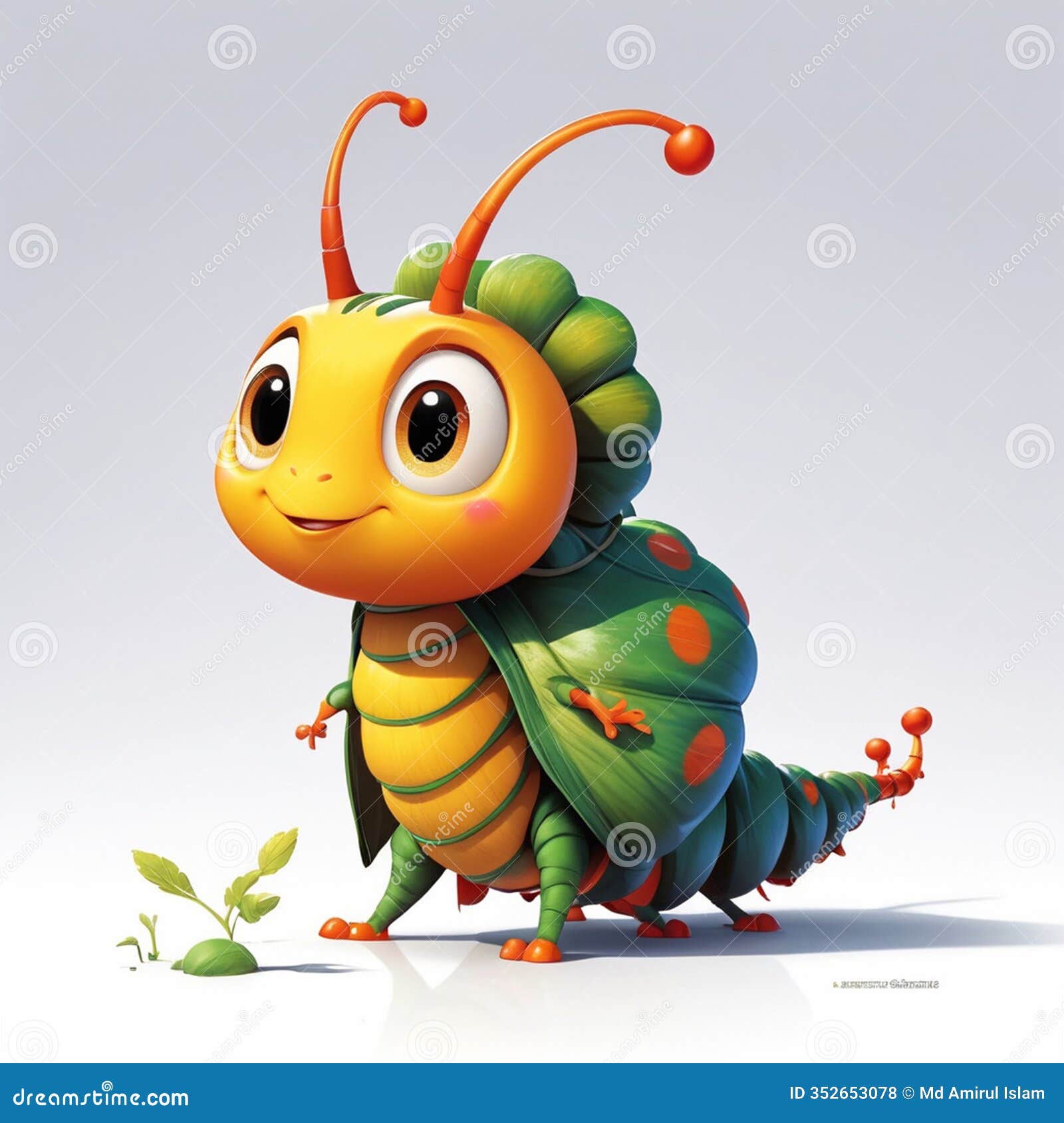 A Cute Caterpillar Funny Cartoon Stock Illustration - Illustration of ...