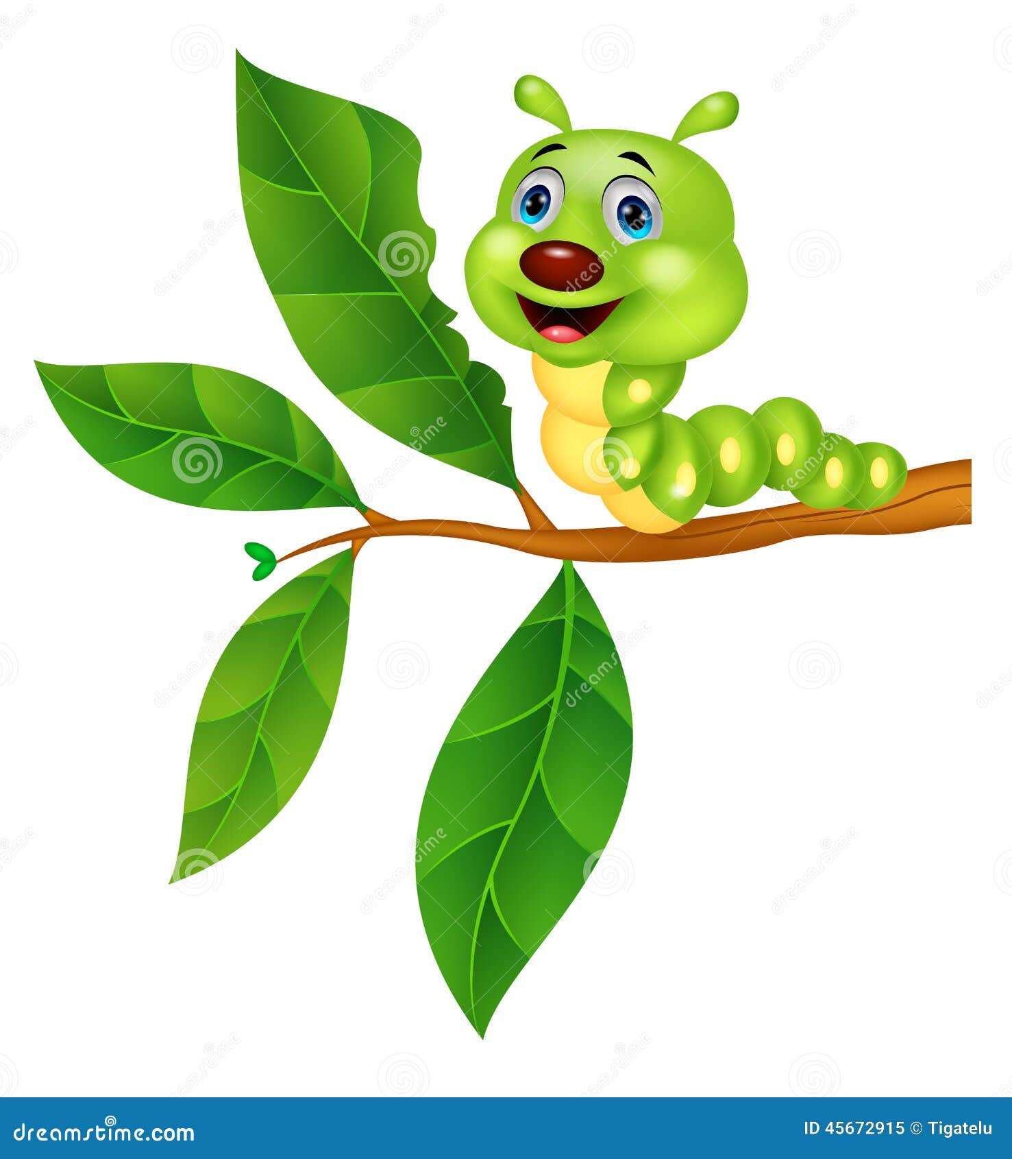 Caterpillar Cartoon Eating Leaf Stock Vector - Illustration of ...