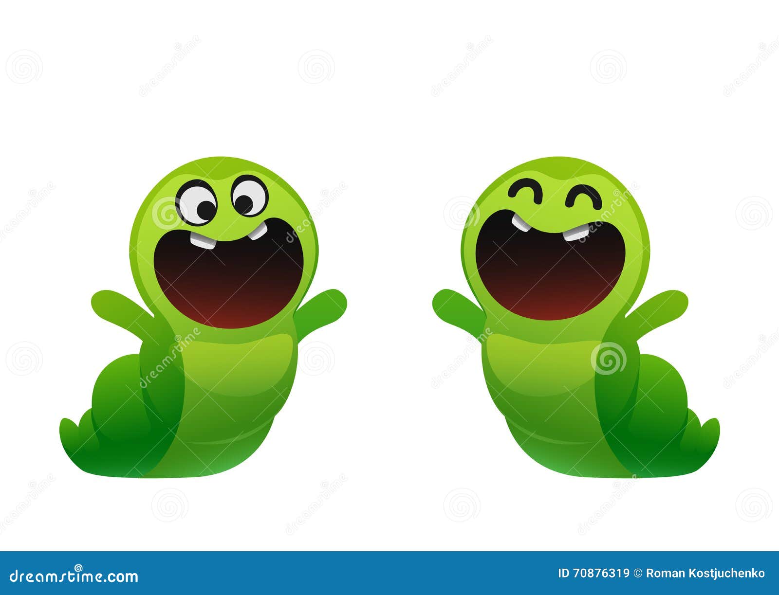 Caterpillar Cheerful Smiles and Enjoys Two Types Stock Vector ...