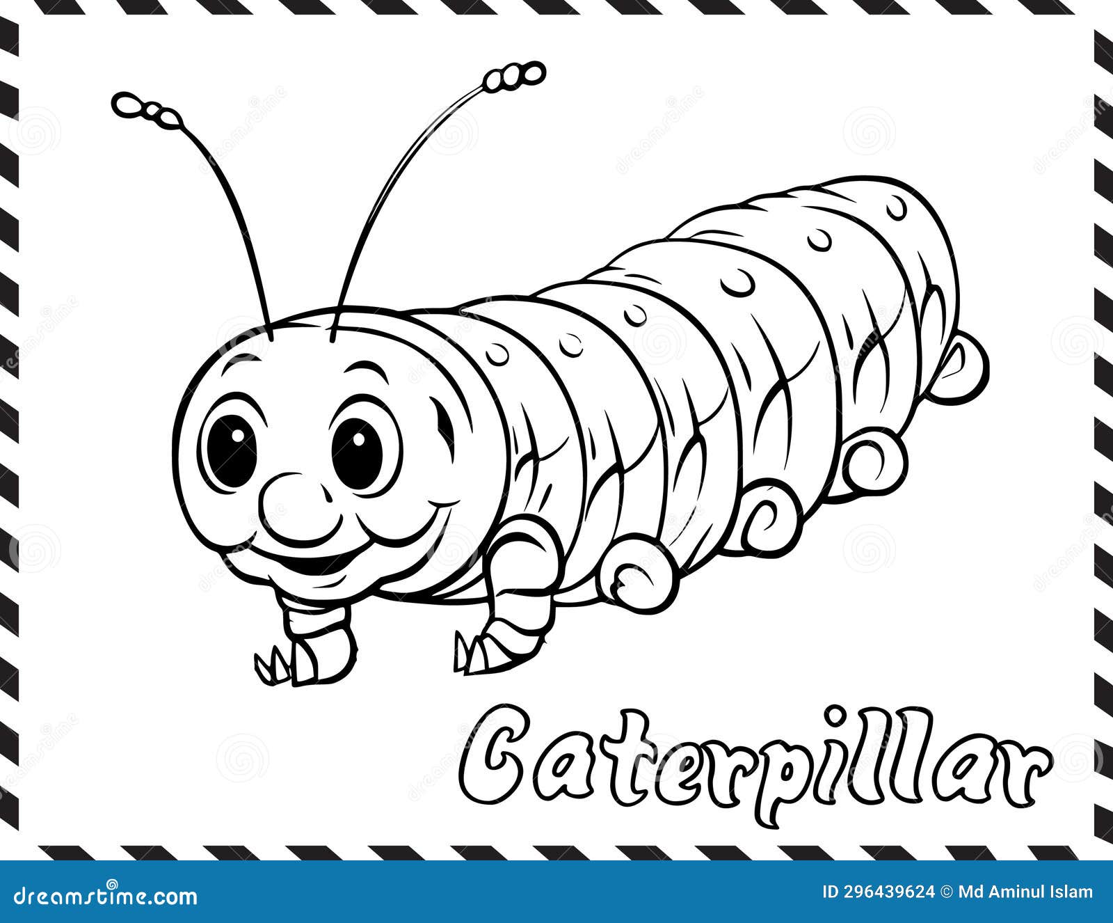 Caterpillar Coloring Page For Kids Vector Illustration | CartoonDealer ...