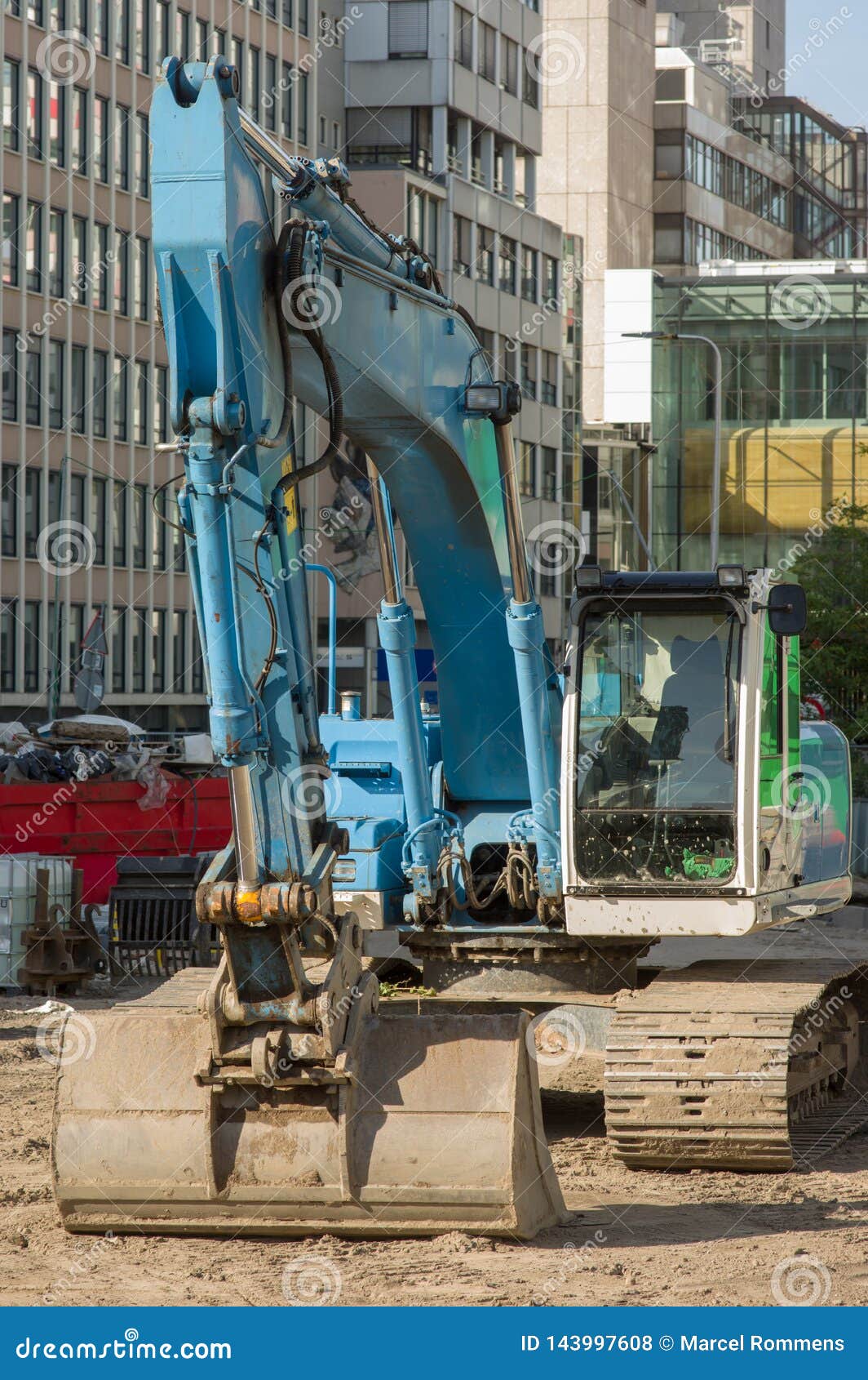 Blue caterpillar excavator stock photo. Image of loader - 143997608
