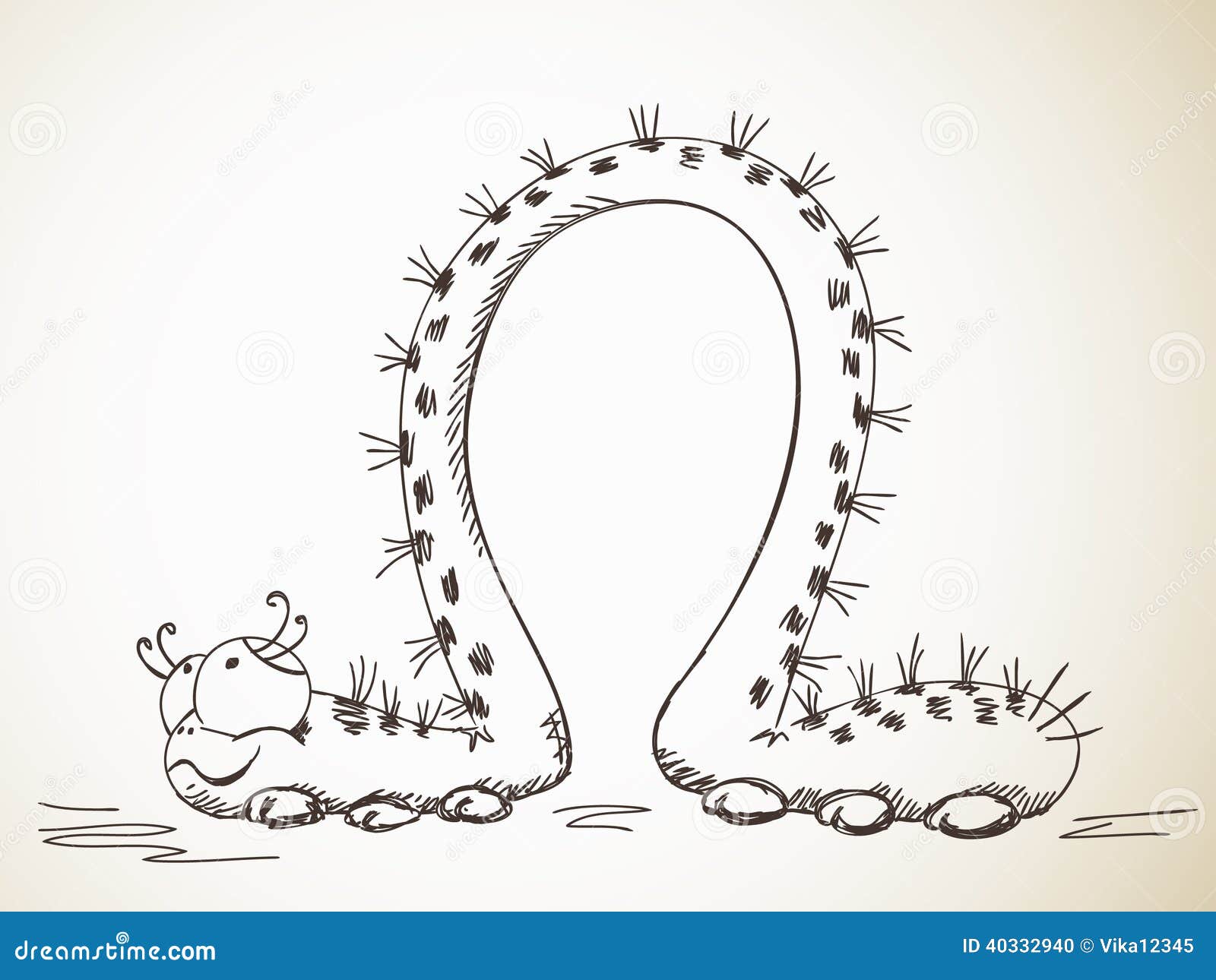 Caterpillar Head Emoticon With Happy Smiling Face, Doodle Icon Image ...