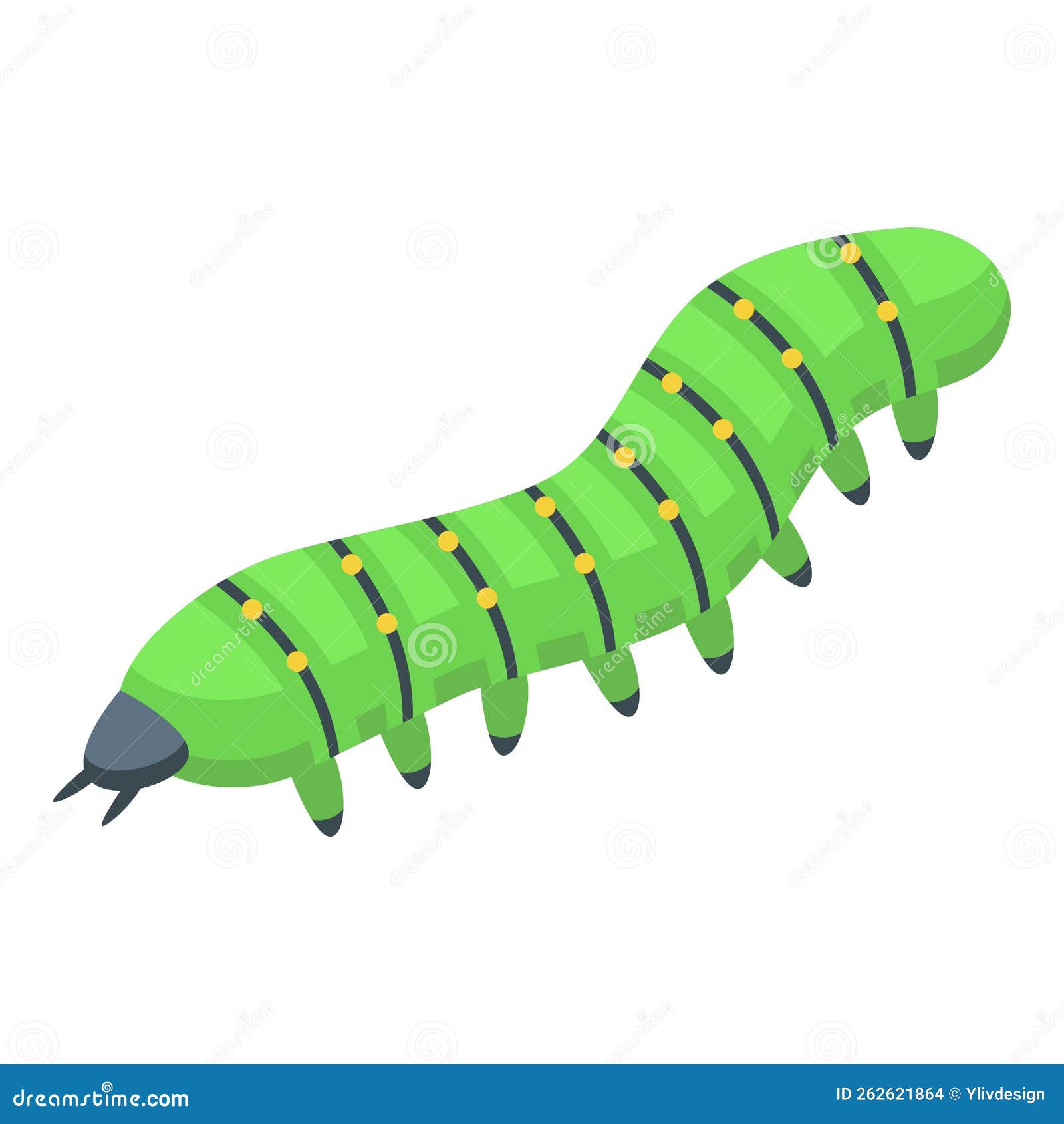 Larva Worm And Apple Cartoon Coloring Page For Toddle Vector ...