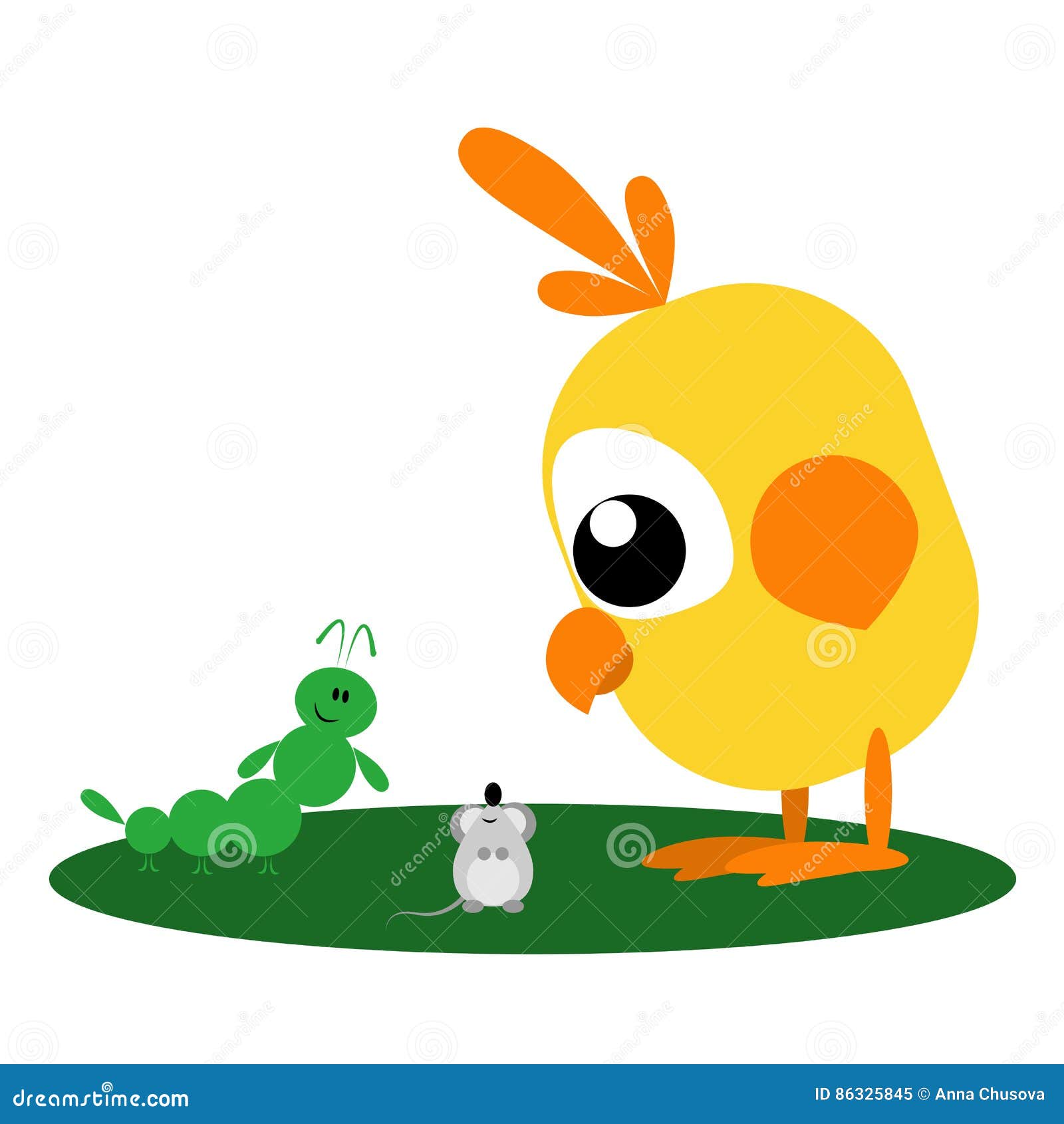 Caterpillar, Mouse and Bird Stock Vector - Illustration of cute, small ...