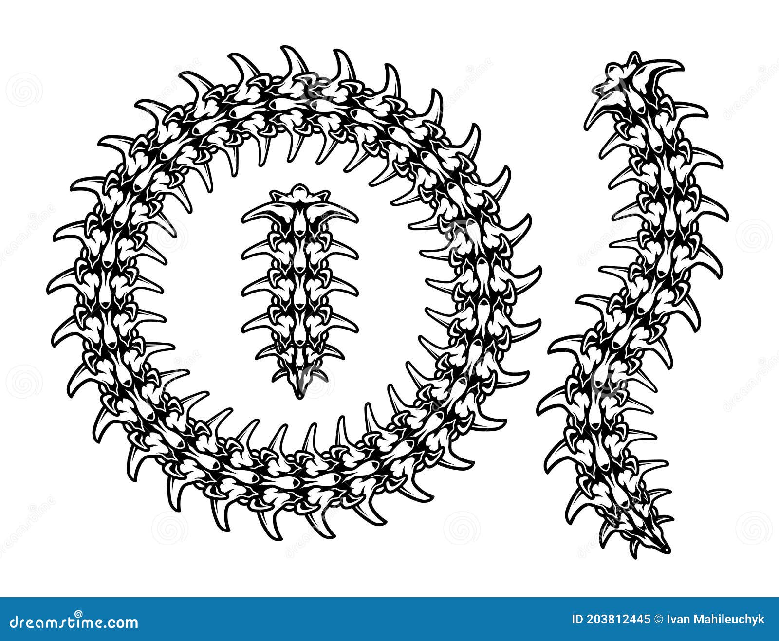 Caterpillar Skeleton Pattern Brush Stock Vector - Illustration of white ...
