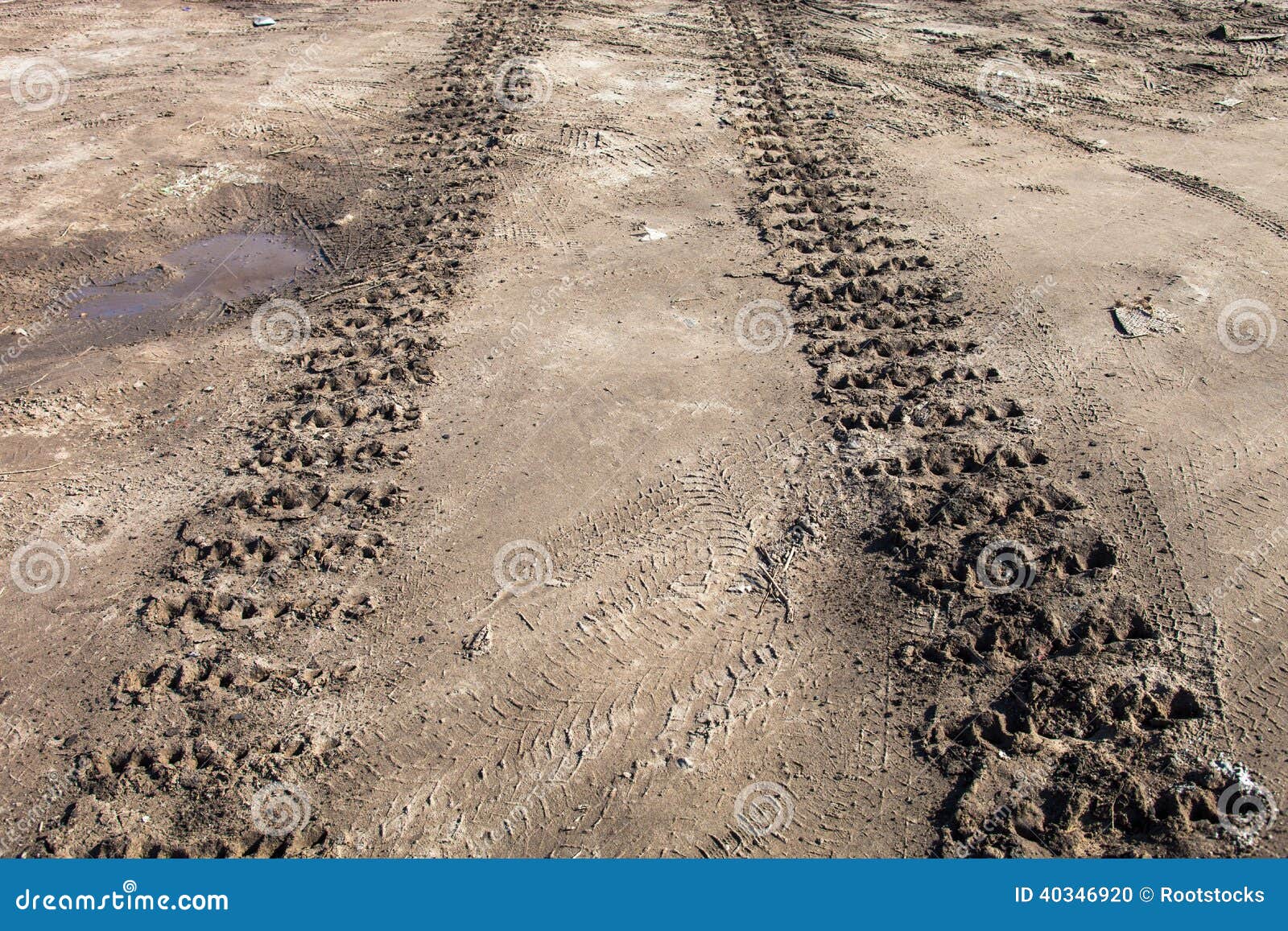 Caterpillar Tracks Traces on the Ground Stock Photo - Image of ground ...