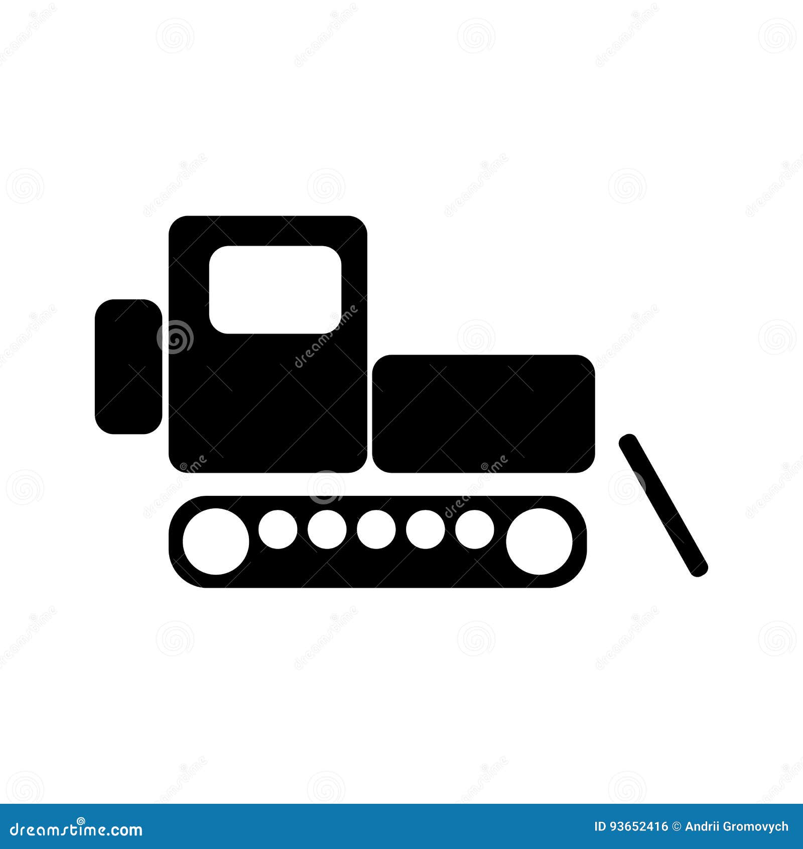 Caterpillar Tractor. Flat Icon. Stock Illustration - Illustration of ...