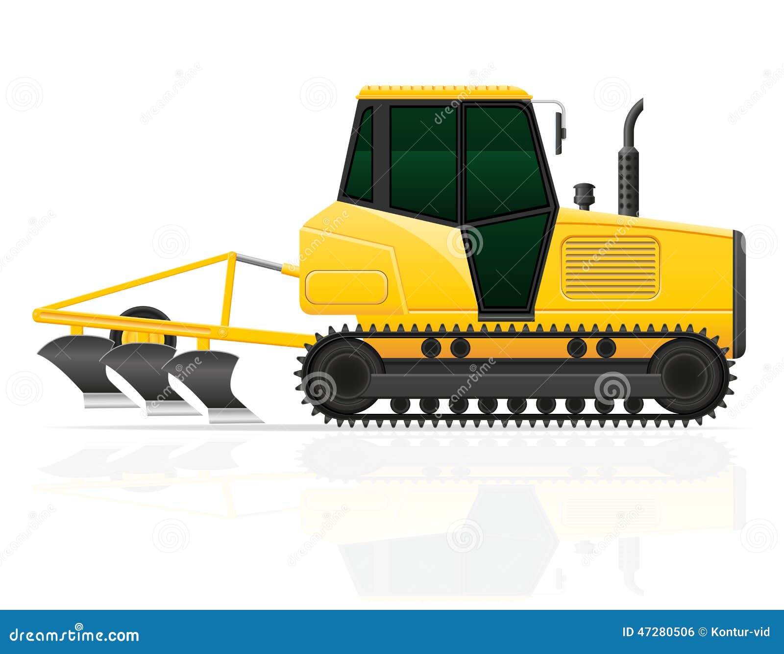 Caterpillar Tractor with Plow Vector Illustration Stock Vector ...