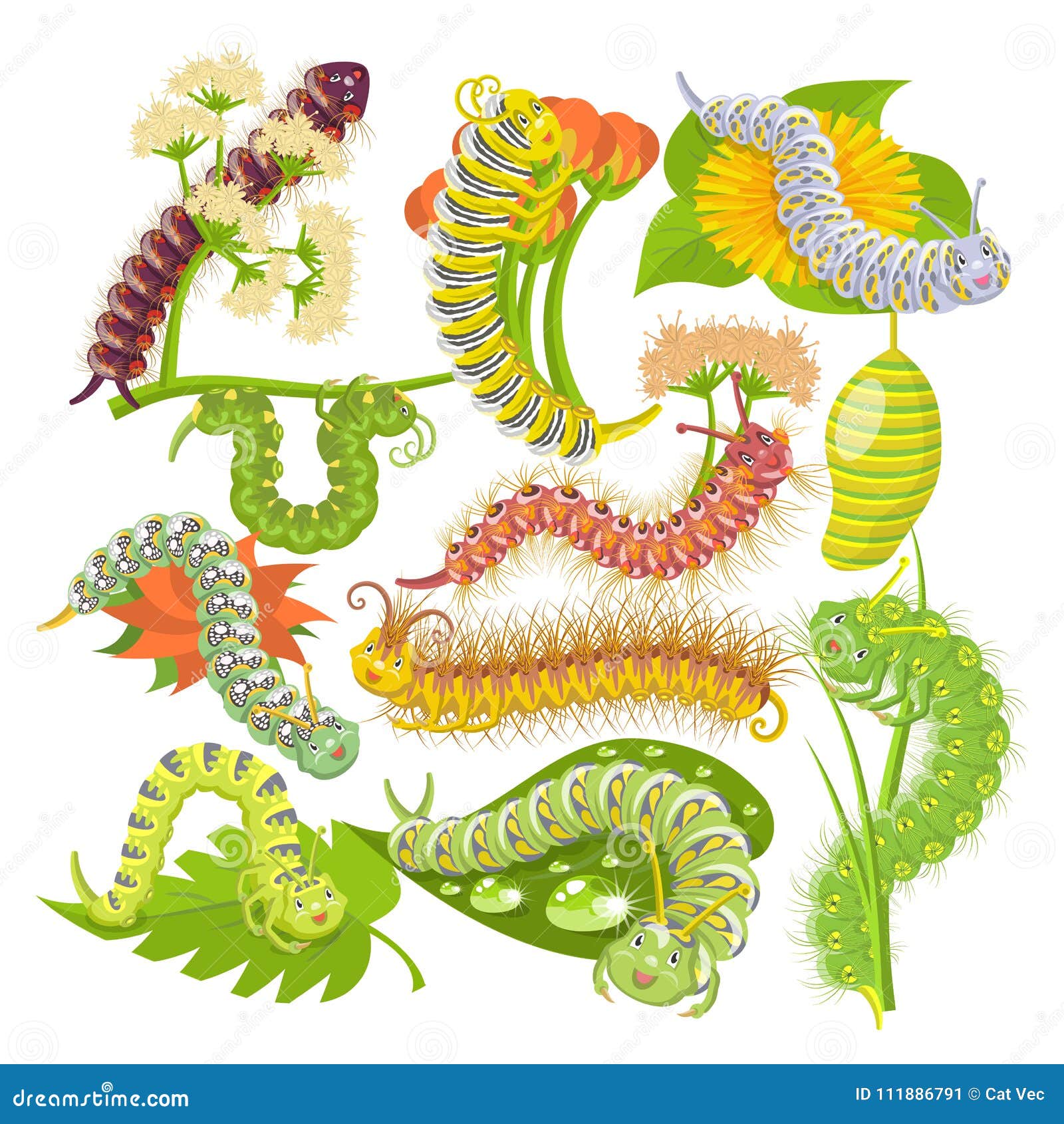 Larva Worm And Apple Cartoon Coloring Page For Toddle Vector ...