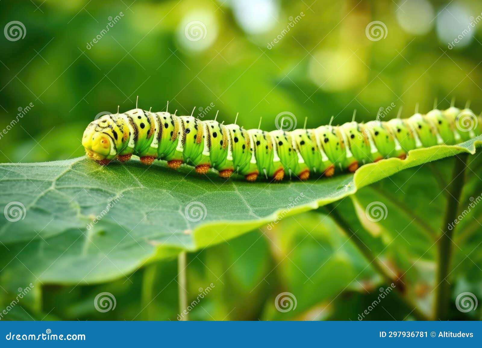 Caterpillar Walking Along the Edge of a Leaf Stock Image - Image of ...