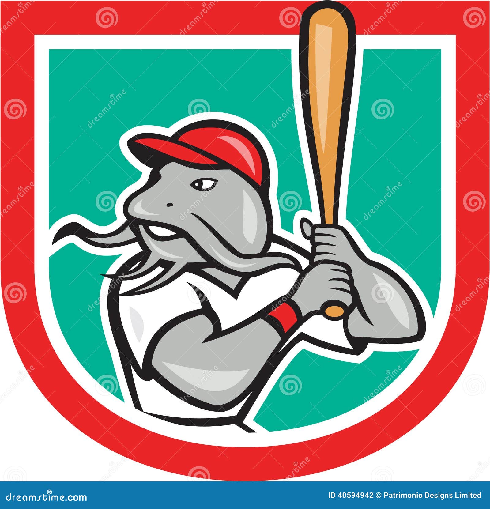 Catfish Baseball Hitter Batting Cartoon Shield Stock Vector ...