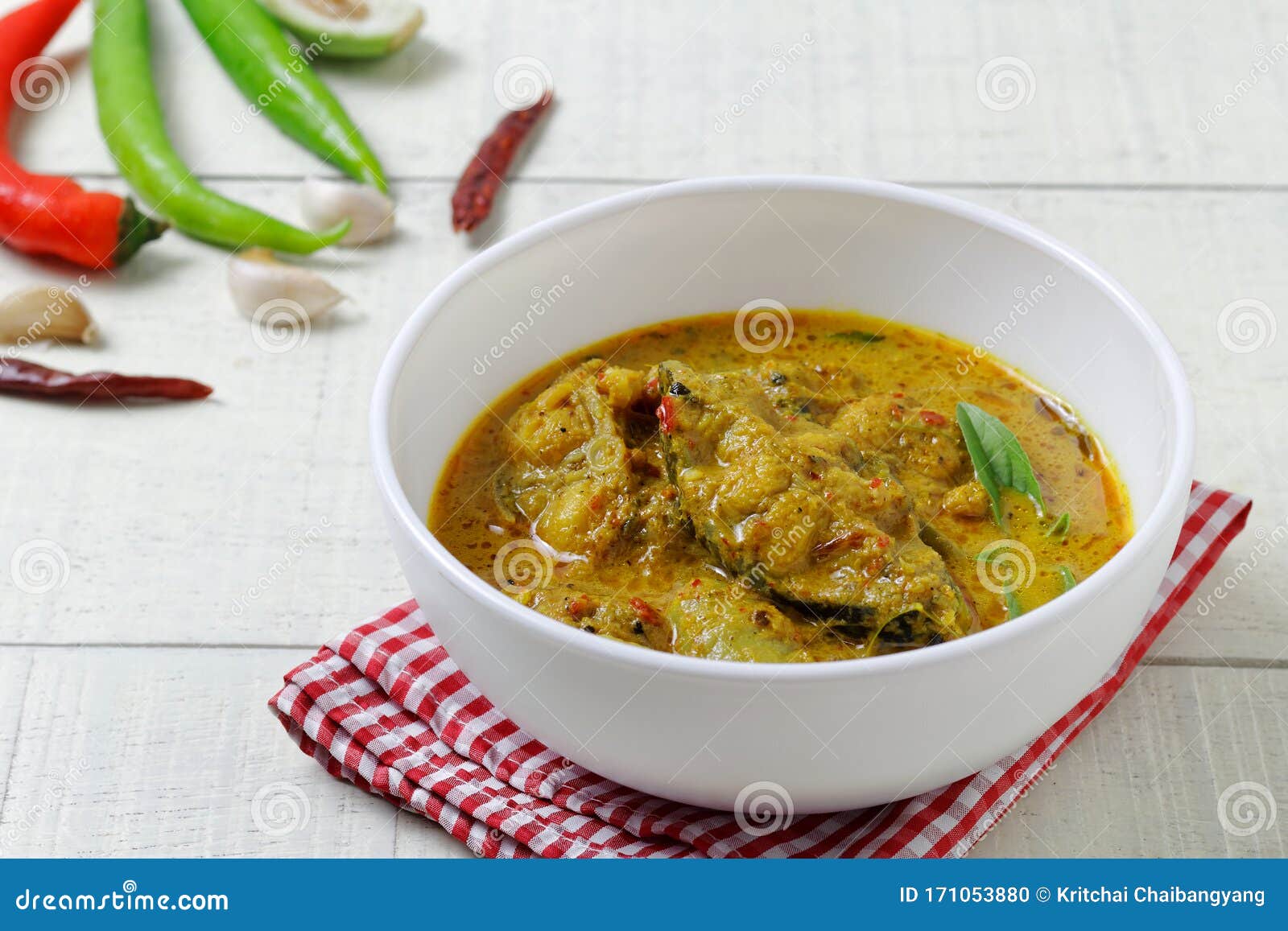 Catfish in Dried Red Curry Sauce ,Chu Chee Pla Stock Photo - Image of ...