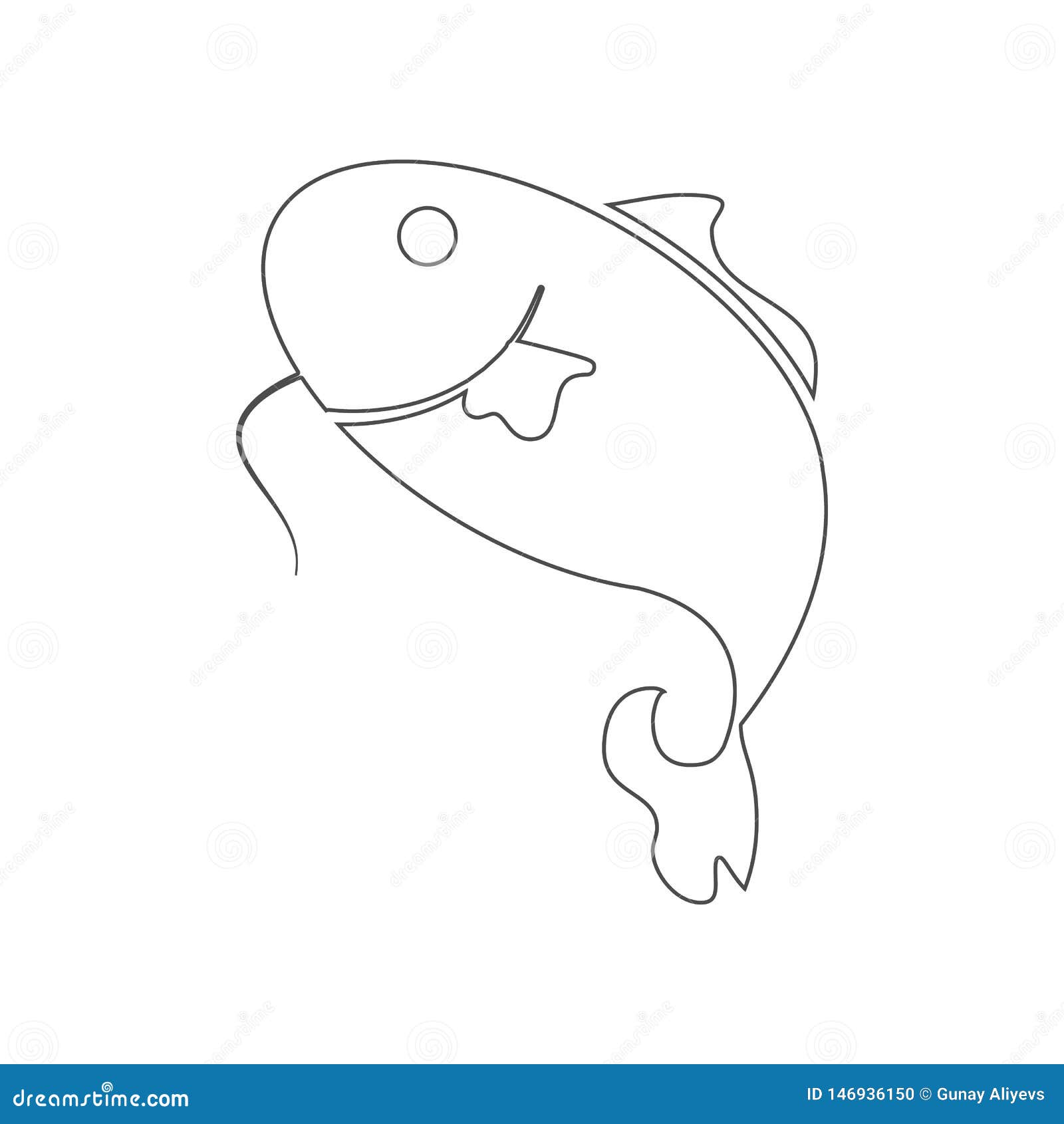 Catfish. One Line Fish Design Silhouette. Logo Design. Hand Drawn ...
