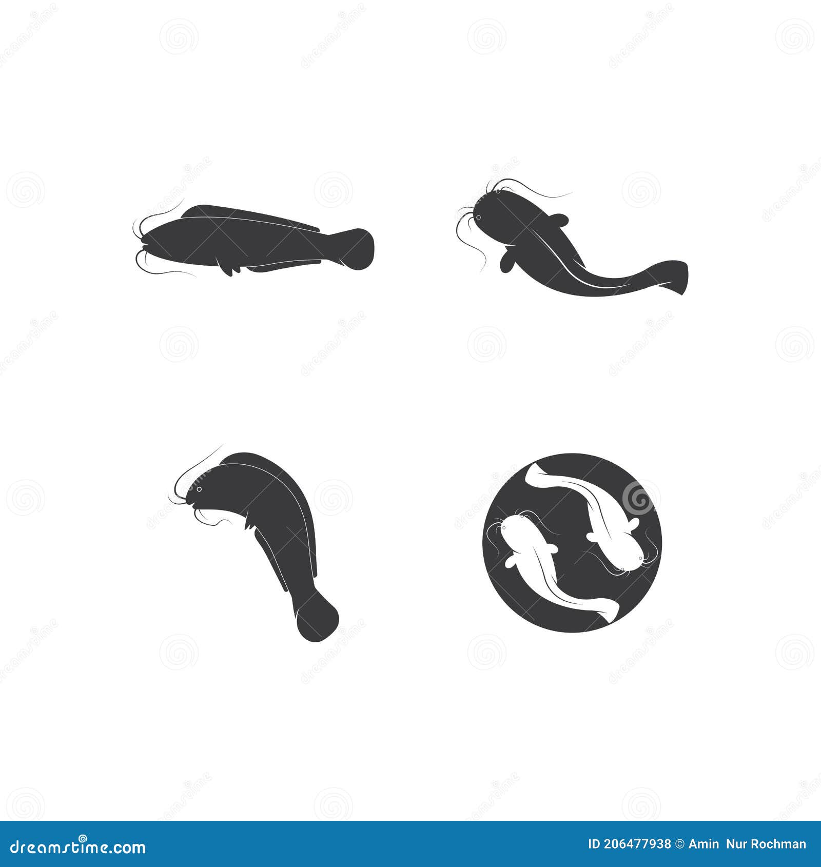 Catfish Logo With Water Symbol Vector Illustration | CartoonDealer.com ...