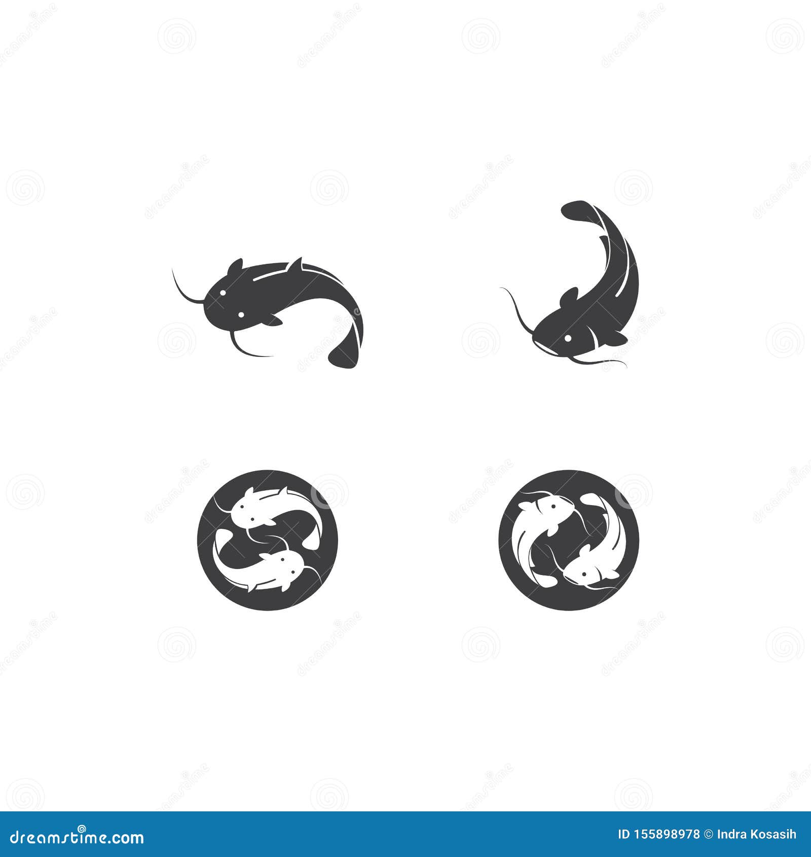Catfish Logo With Water Symbol Vector Illustration | CartoonDealer.com ...