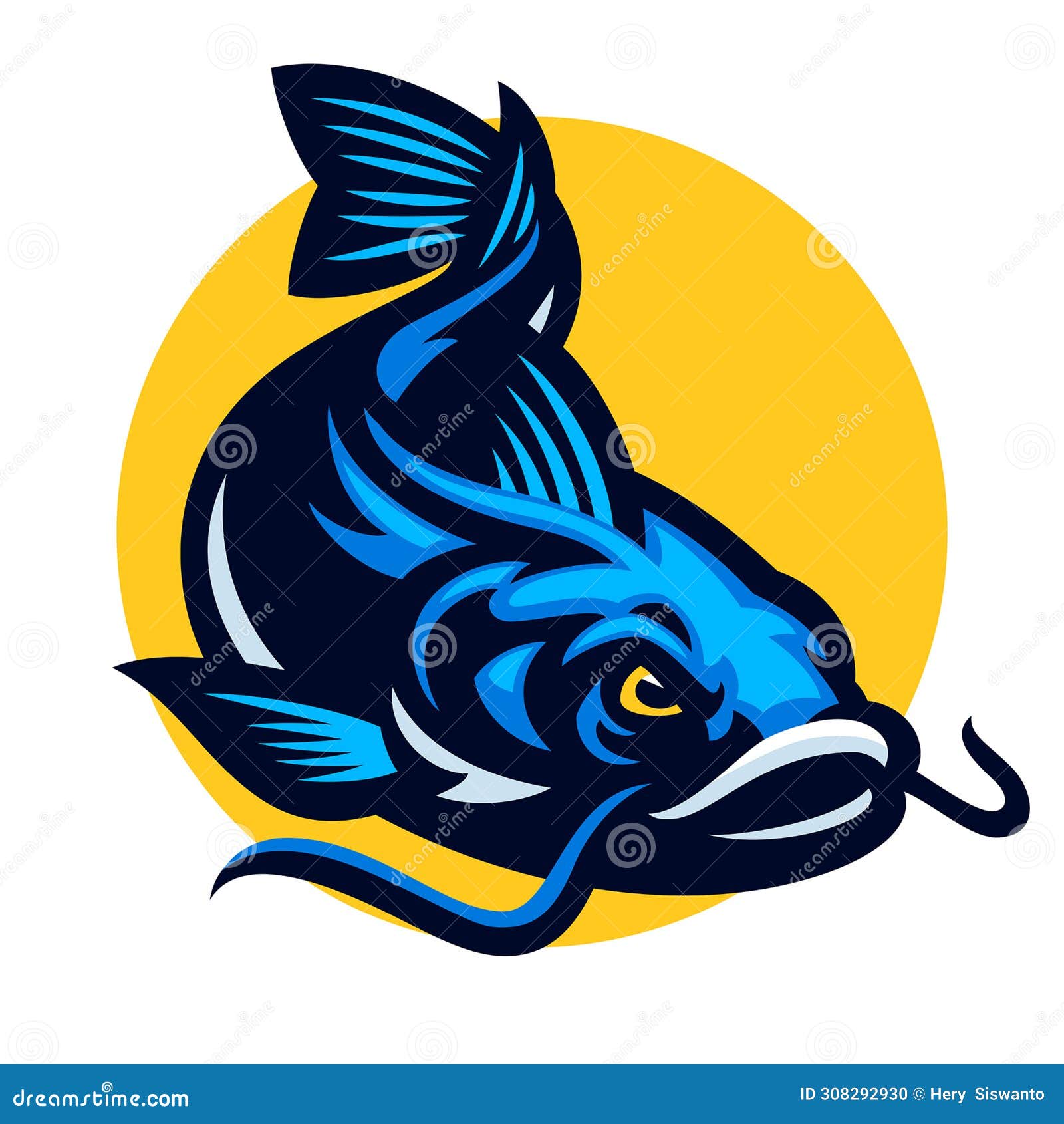 Catfish Mascot Swimming Design Cartoon Stock Vector - Illustration of ...